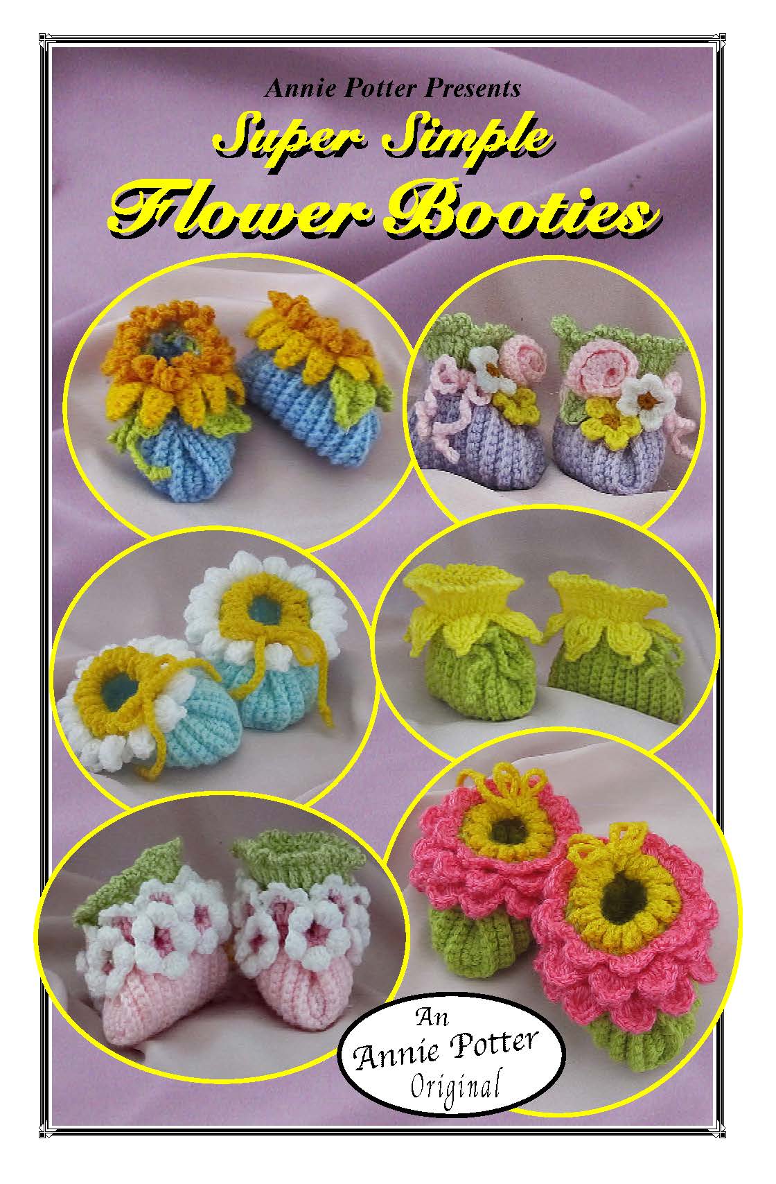 Baby booties Crochet pattern, "Super Simple Flower Booties"