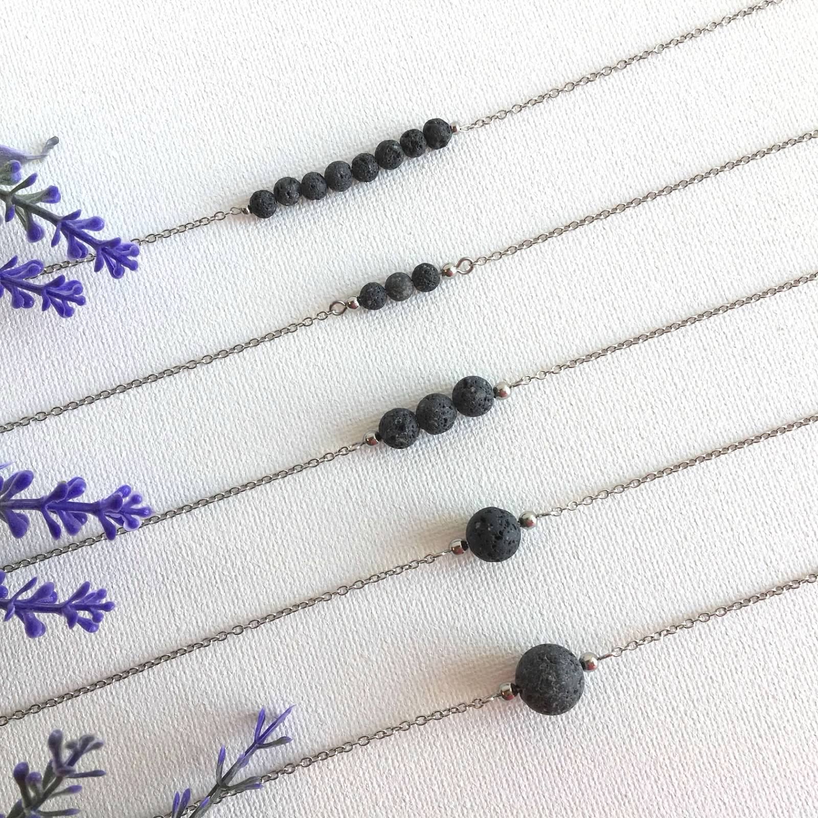 Minimalist boho gray natural lava stone choker/short necklace.