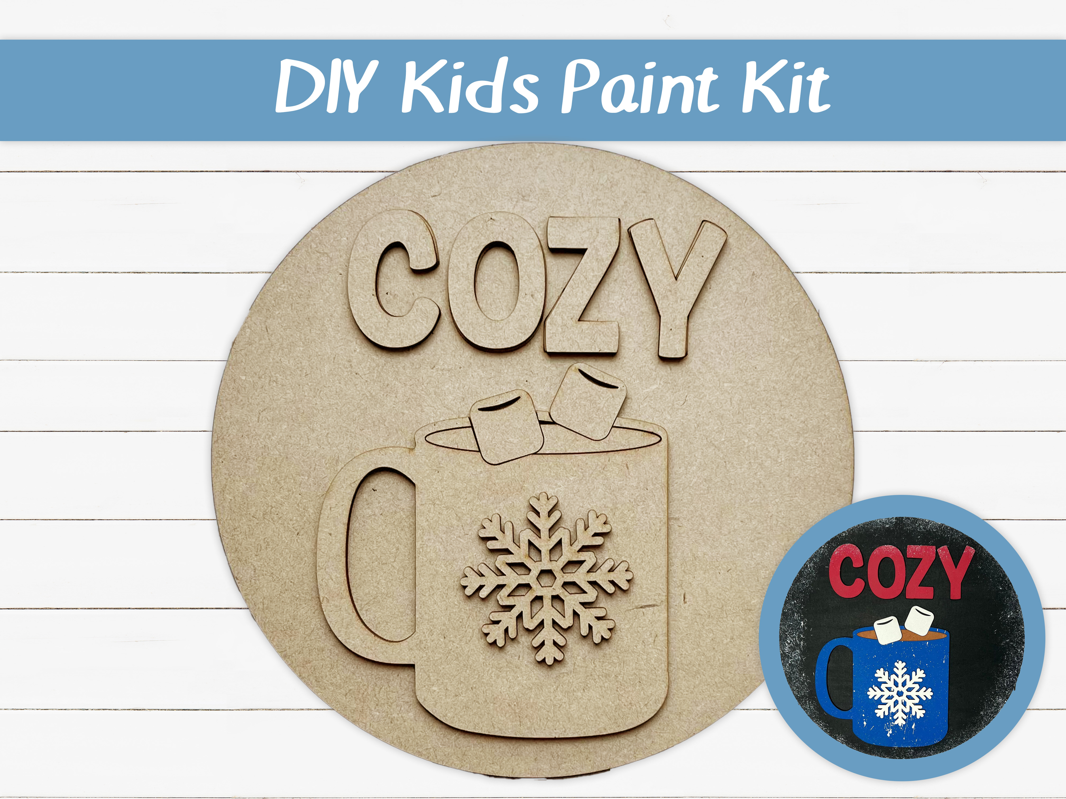 Cozy Mug Snowflake Kids DIY Paint Kit, Kids Craft Kit