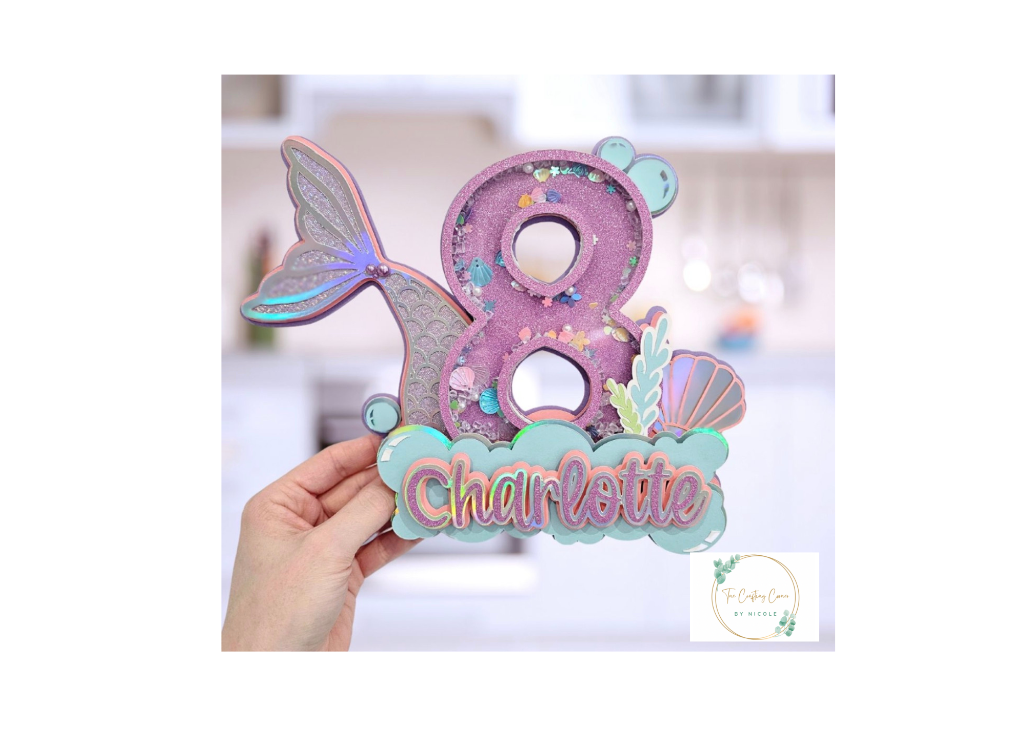 Mermaid Tail with Sea Shell Shaker Cake Topper