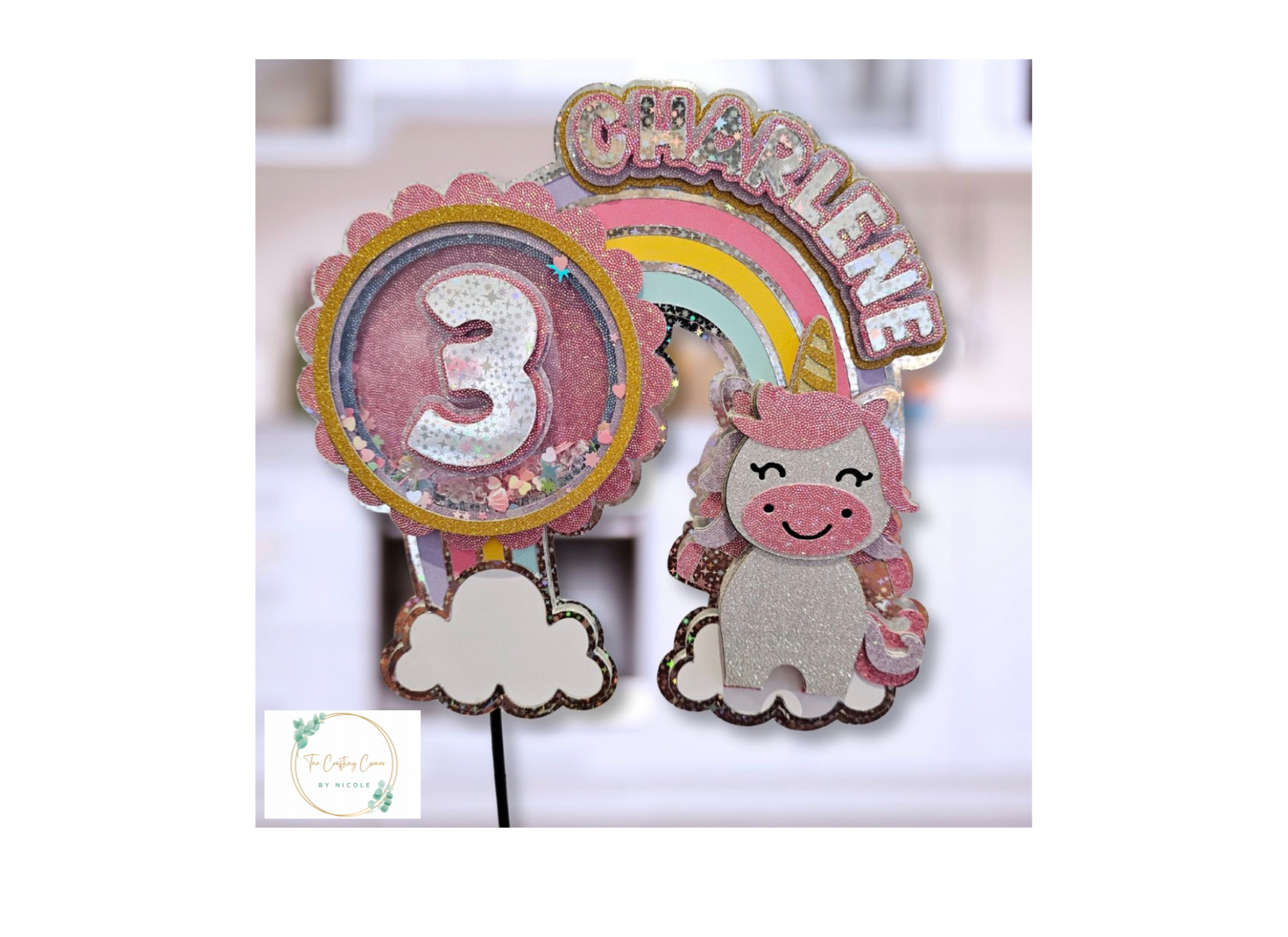 Unicorn Rainbow Shaker Cake Topper