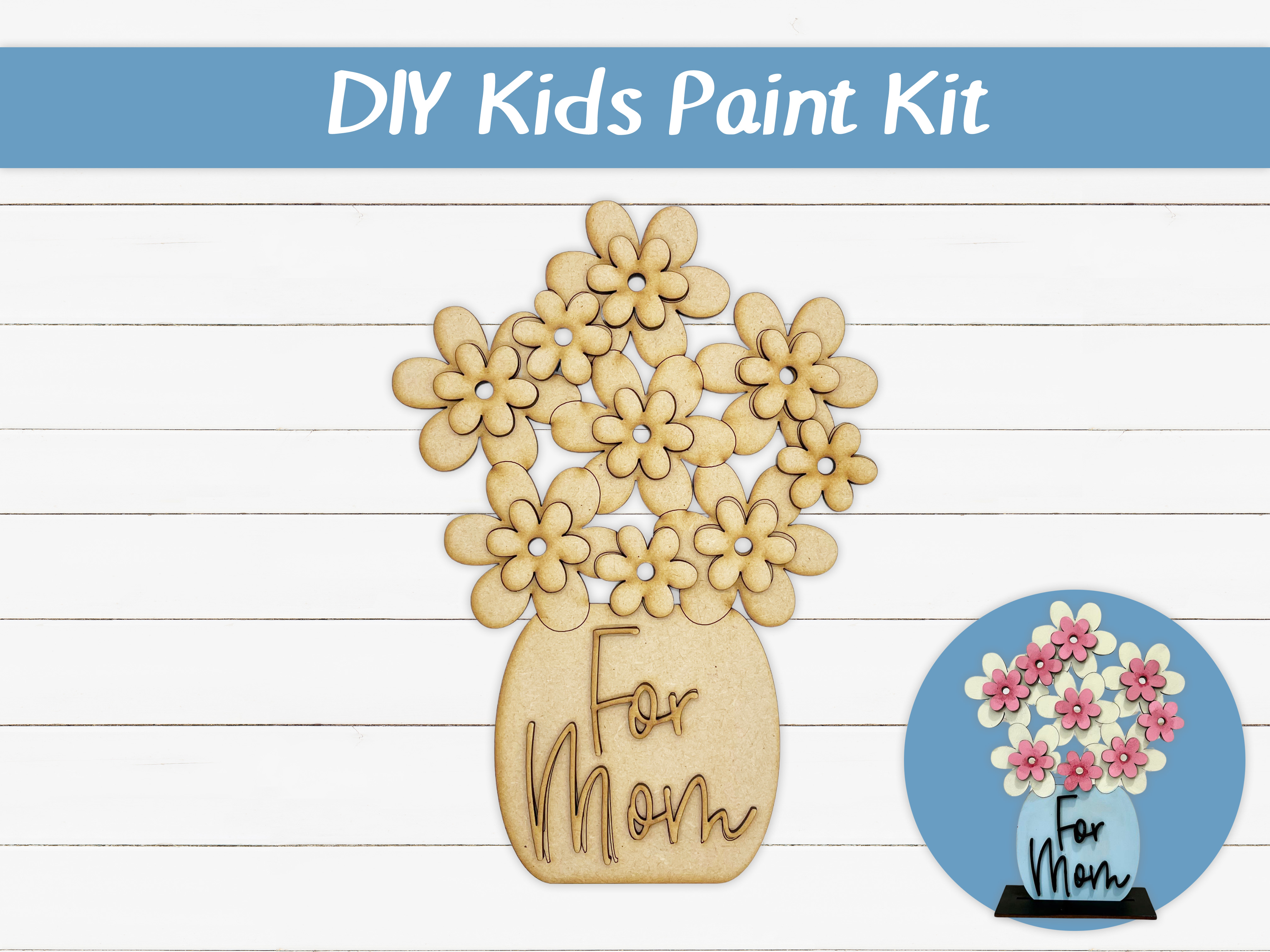 For Mom Flower Vase Kids DIY Paint Kit, Kids Craft Kit