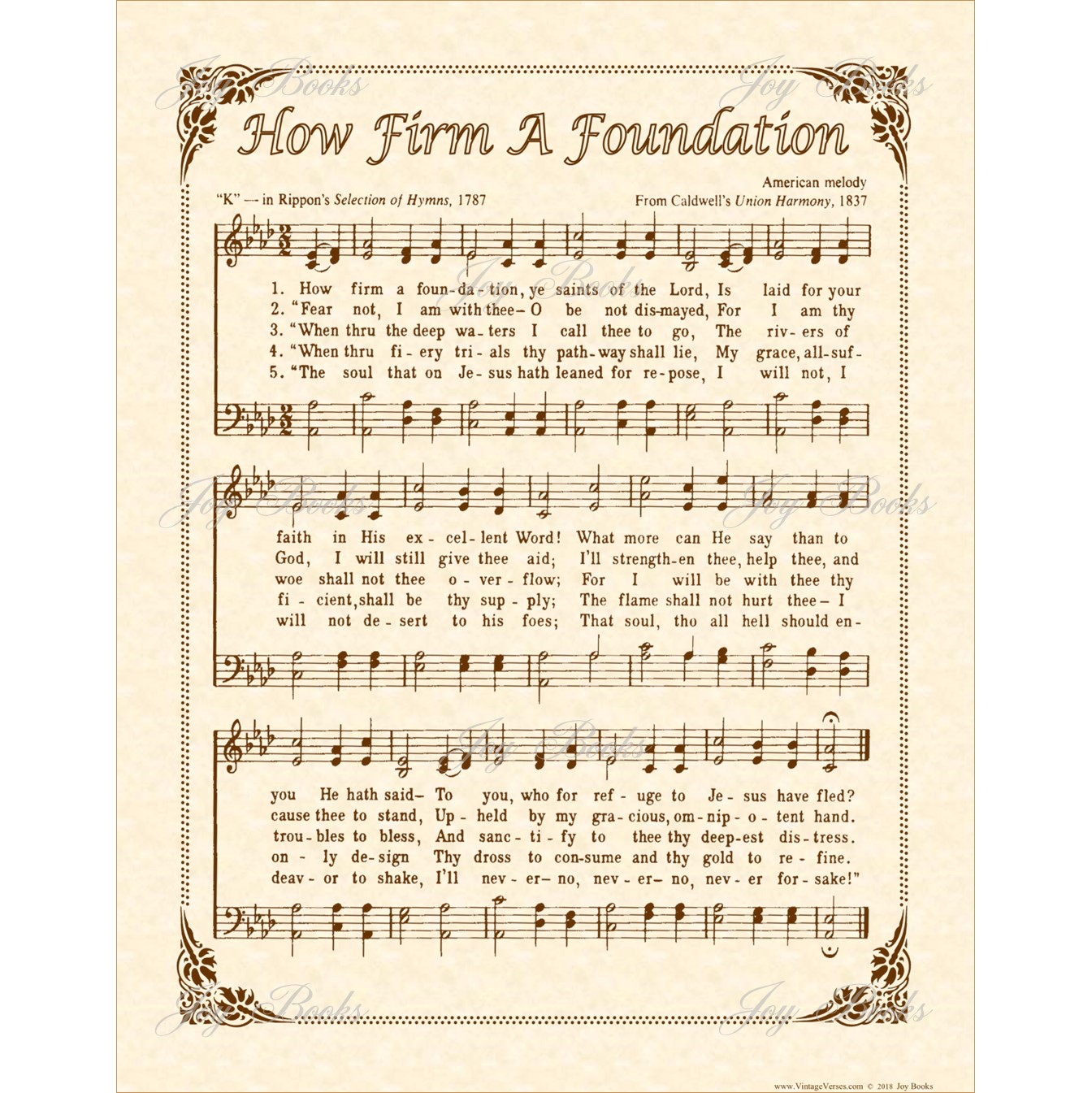 How Firm a Foundation Hymn Sheet Music Wall Art Download
