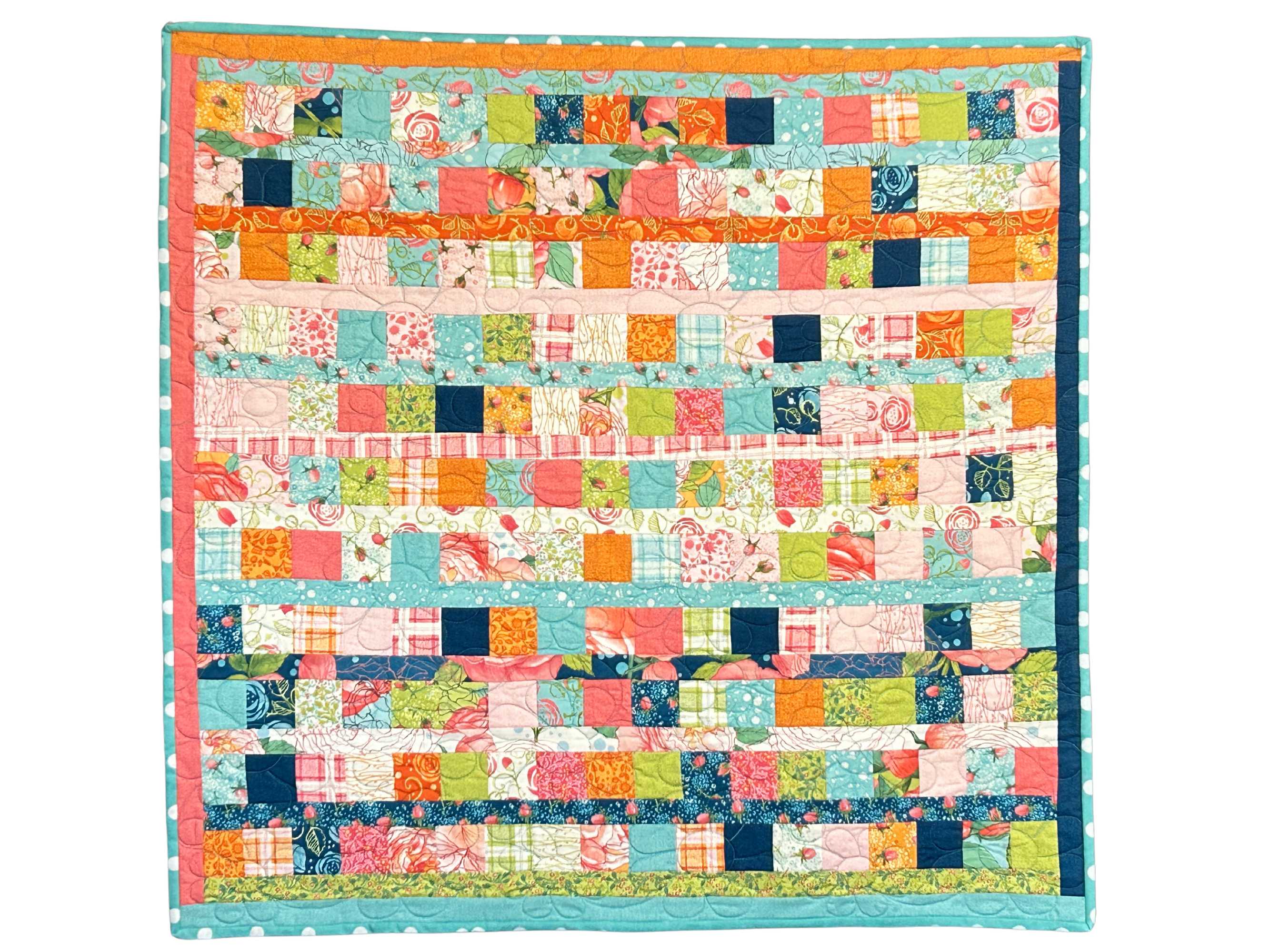Whimsical Scrappy Happy Baby Quilt: Handmade 100% Cotton