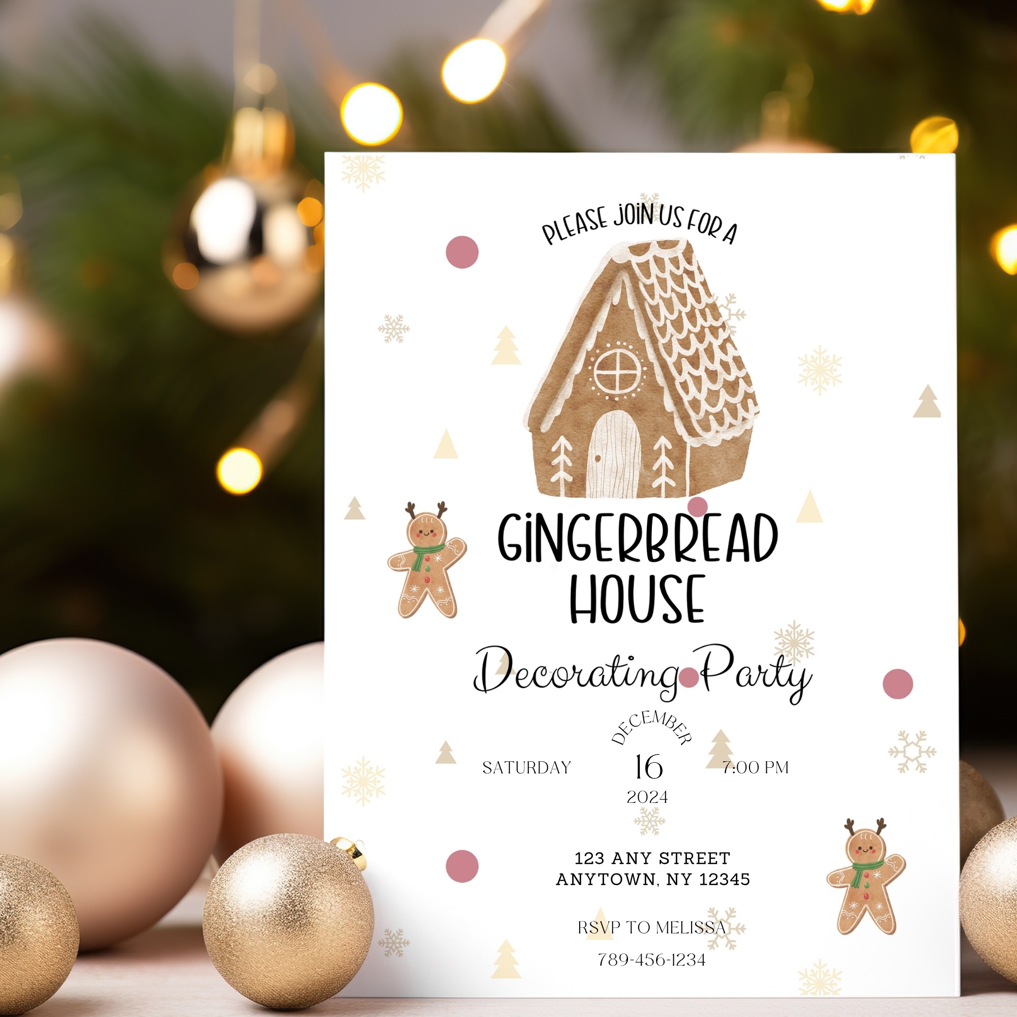 Products :: Editable Gingerbread House Decorating Party Invitation
