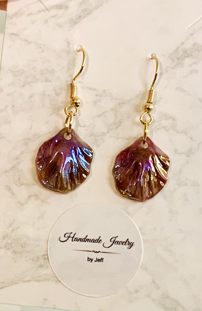 Small Iridescent Clam Shell Earrings