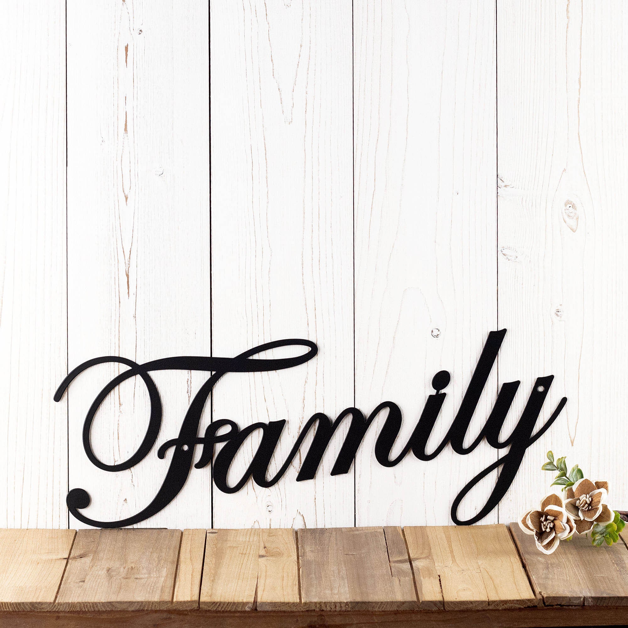 Elegant Family Cursive Wall Art - Metal Hanging Decor for Home