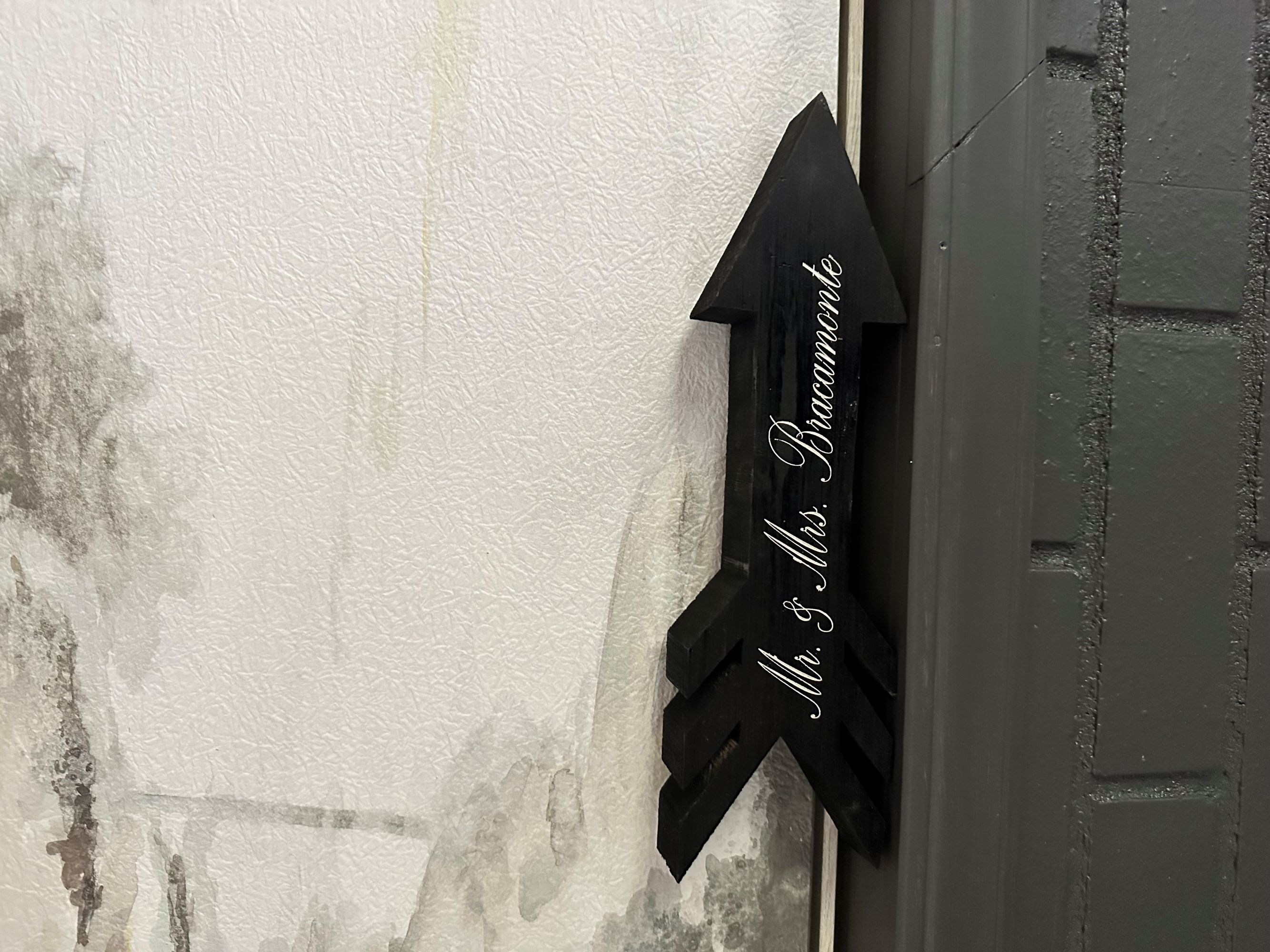 Personalized Wooden Arrow | Custom Engraved Black Wood Arrow Sign