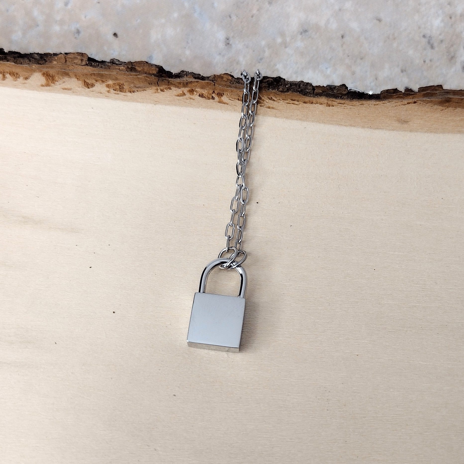 Personalized :: Mini Lock Necklace-Silver