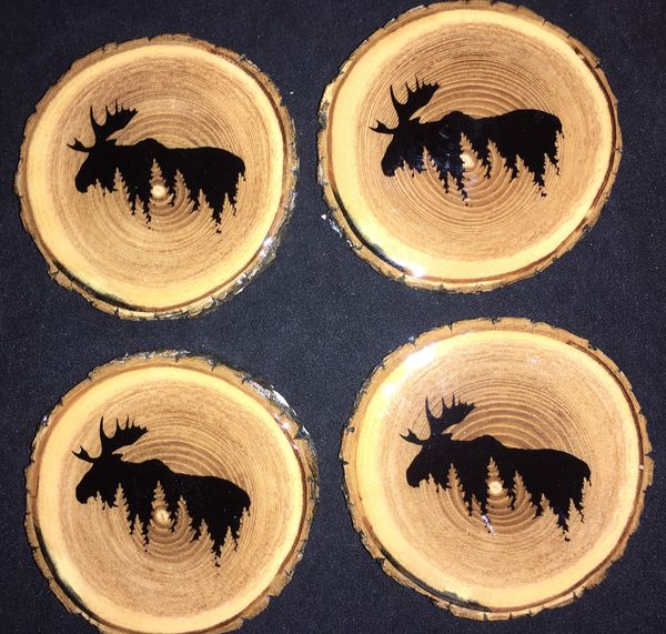 moose maine made craft wood coaster