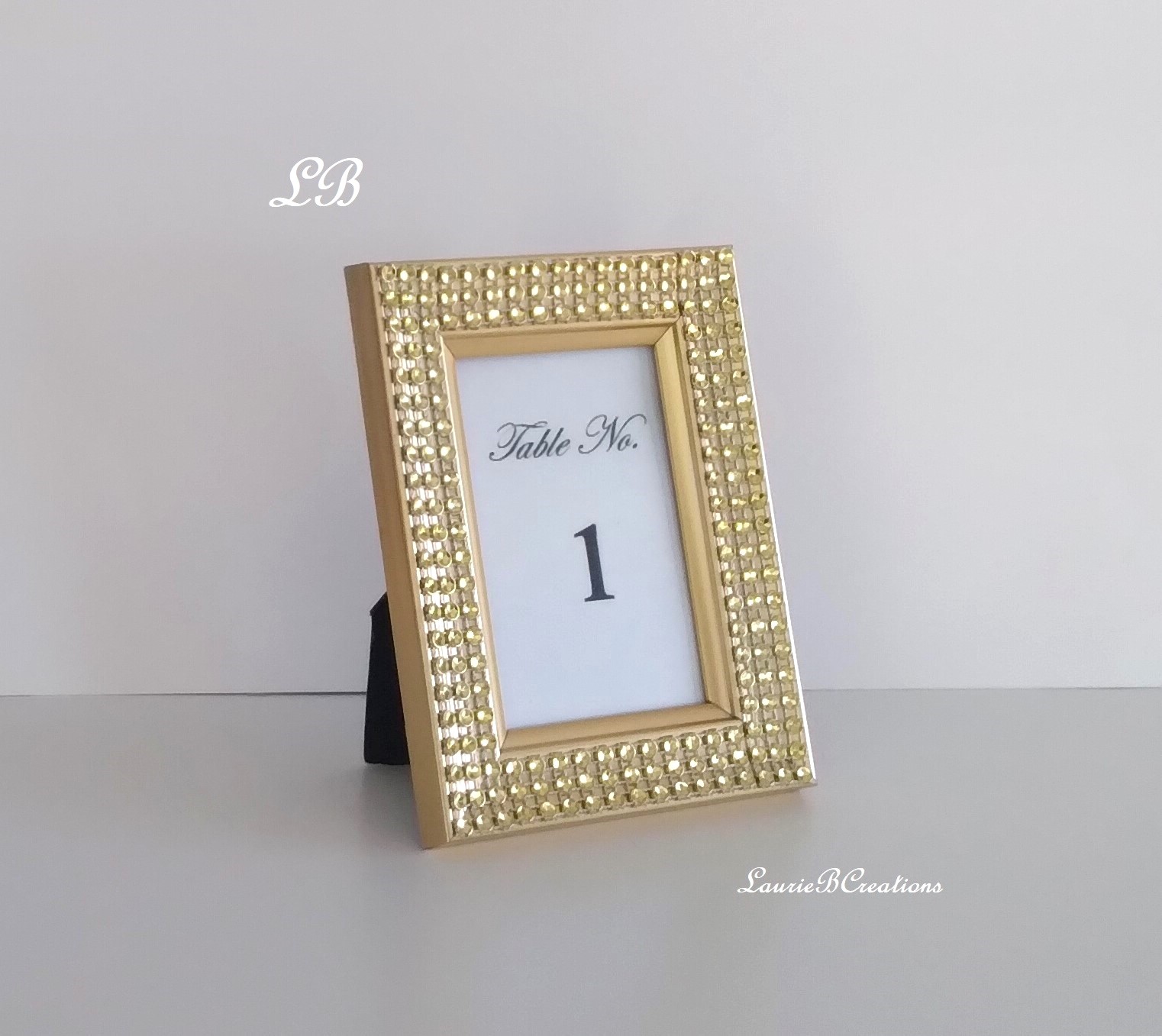 BLING TABLE NUMBER FRAME- 2x3 Gold Diamond Wrap Tabletop Frame