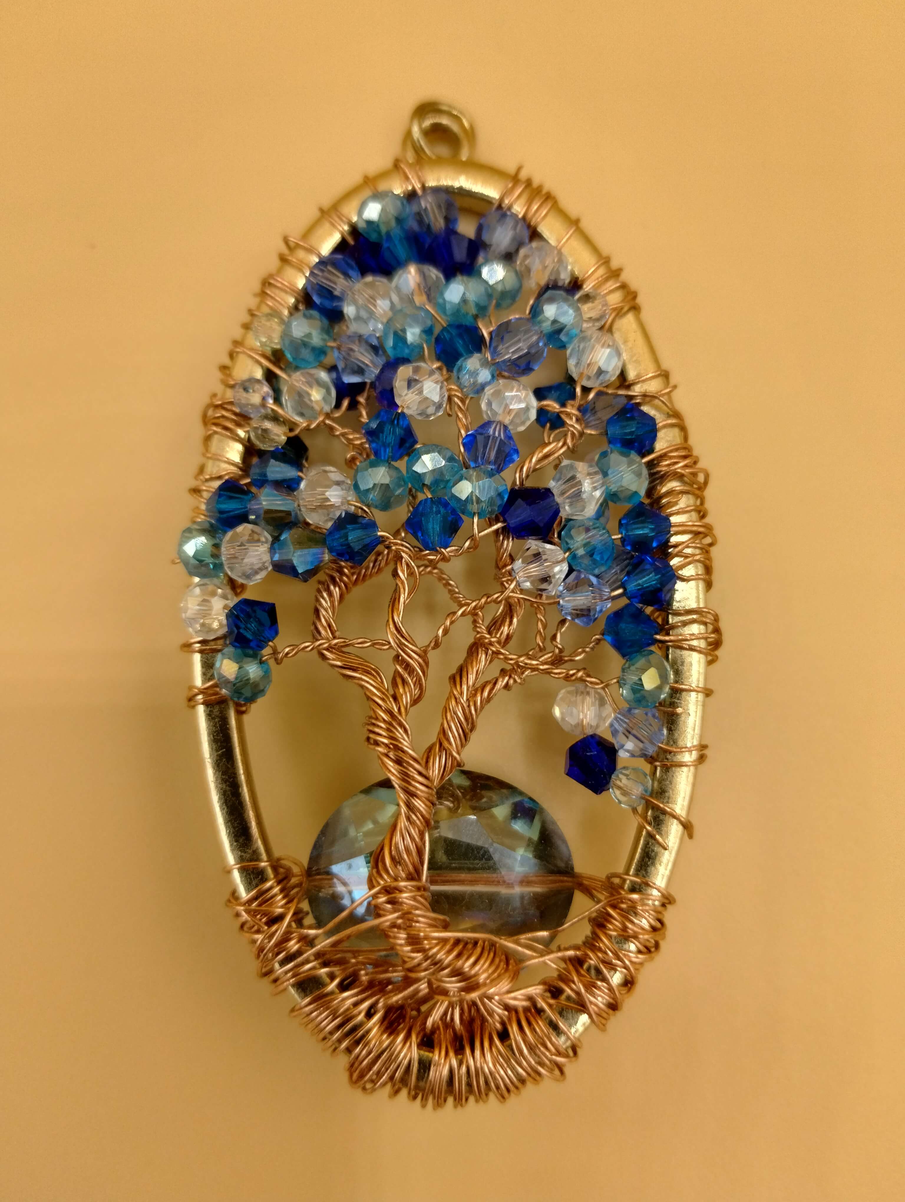 Blue Wire Tree Pendant