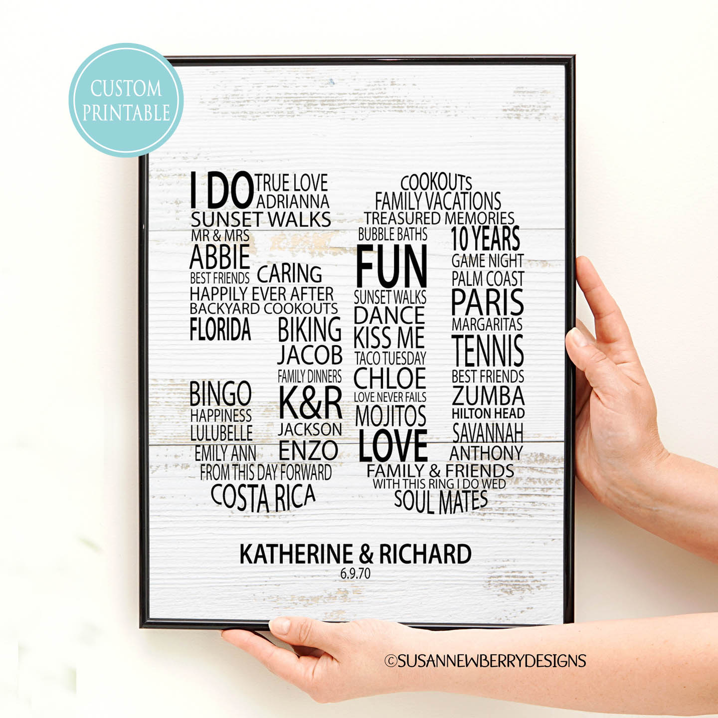 Custom Number Word Cloud Printable Wall Art