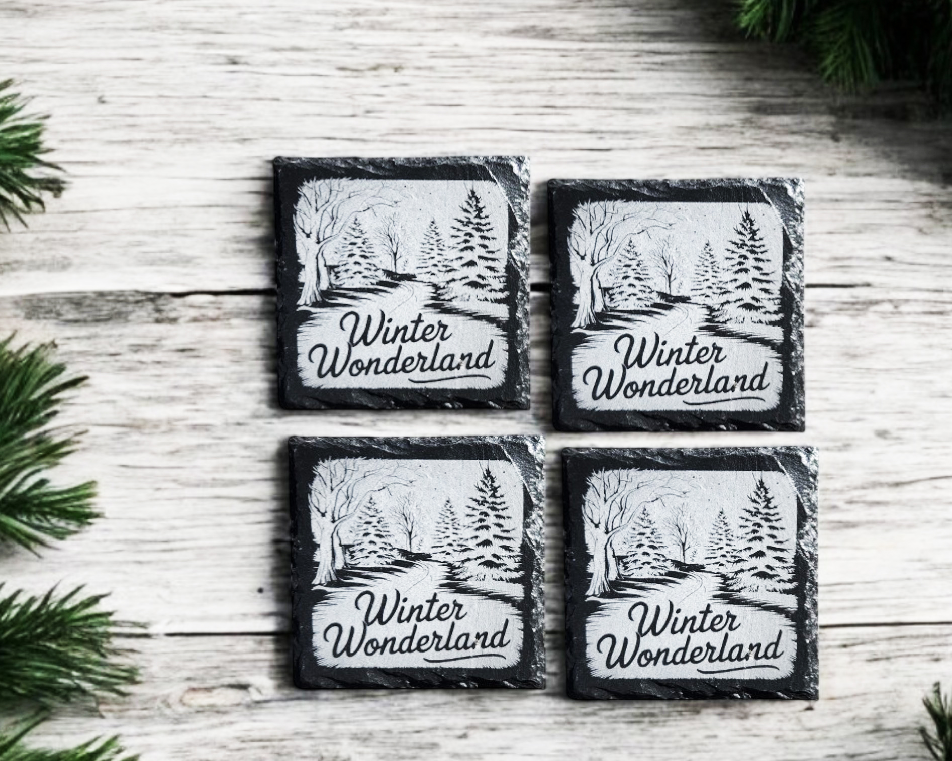 Winter Wonderland Slate Coasters/Engraved Slate Coasters