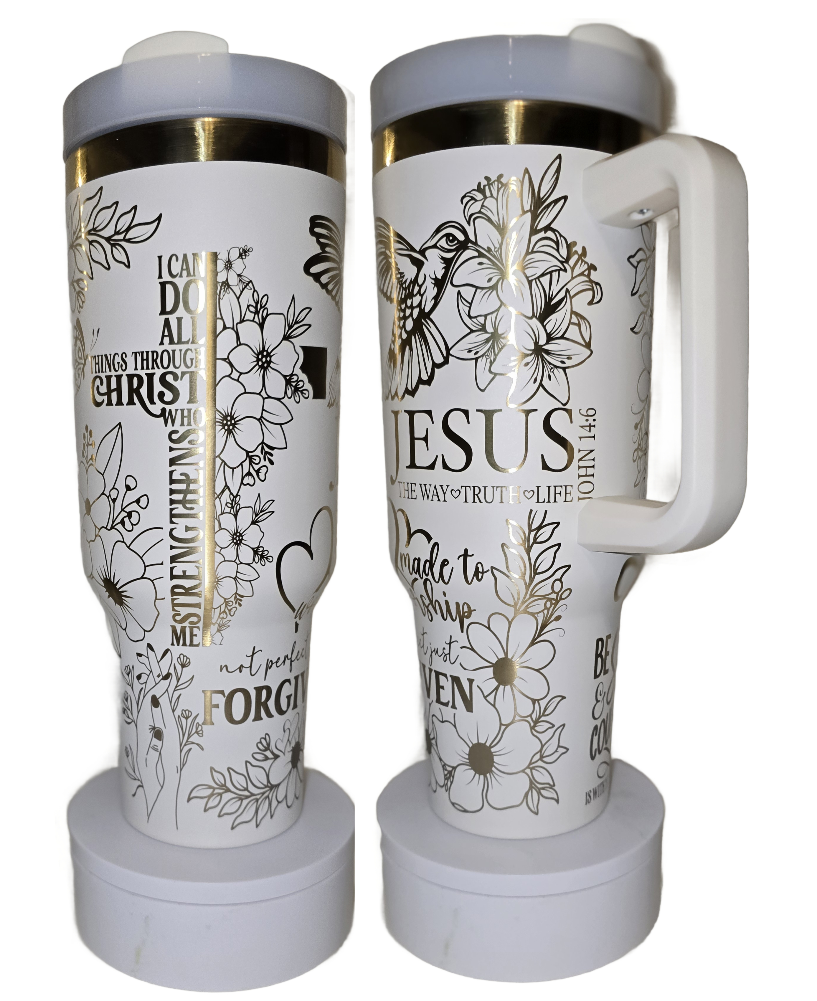 Custom Laser-engraved God is Good Religious 40oz color Tumblers
