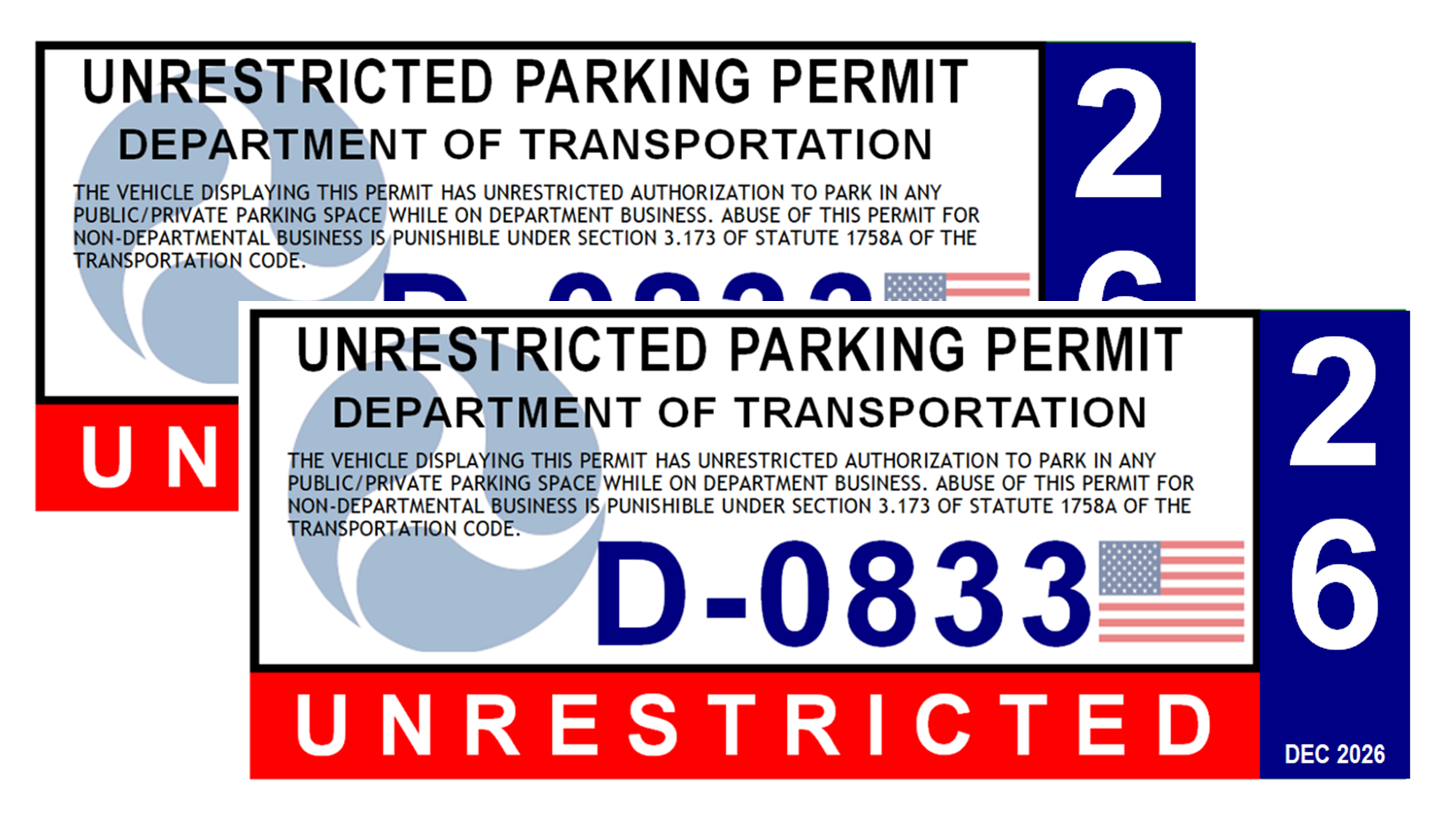Home & Living :: Decals & Stickers :: 2026 Unrestricted Parking Permit ...