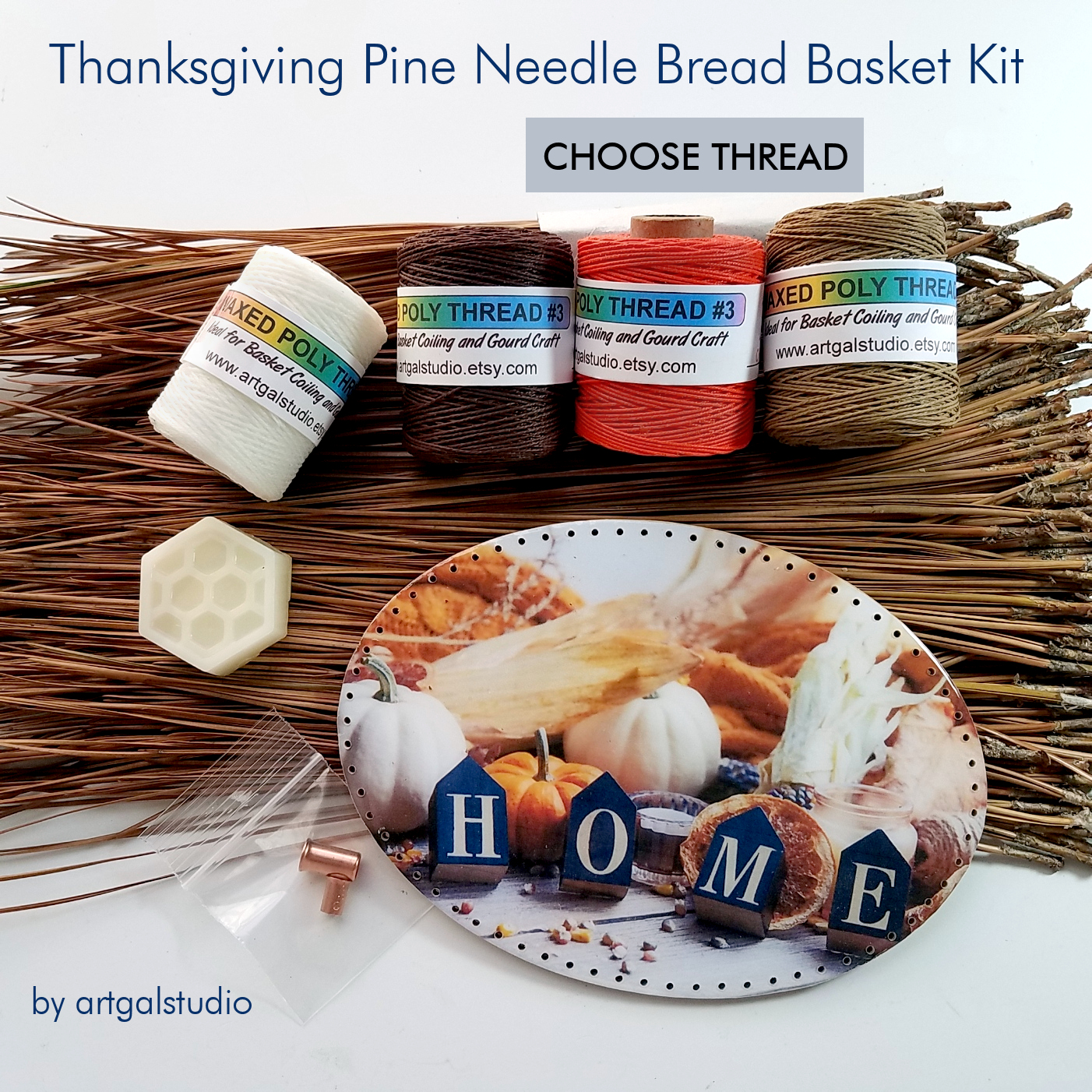 Pine Needle Bread Basket DIY Kit - 7" x 5" Center