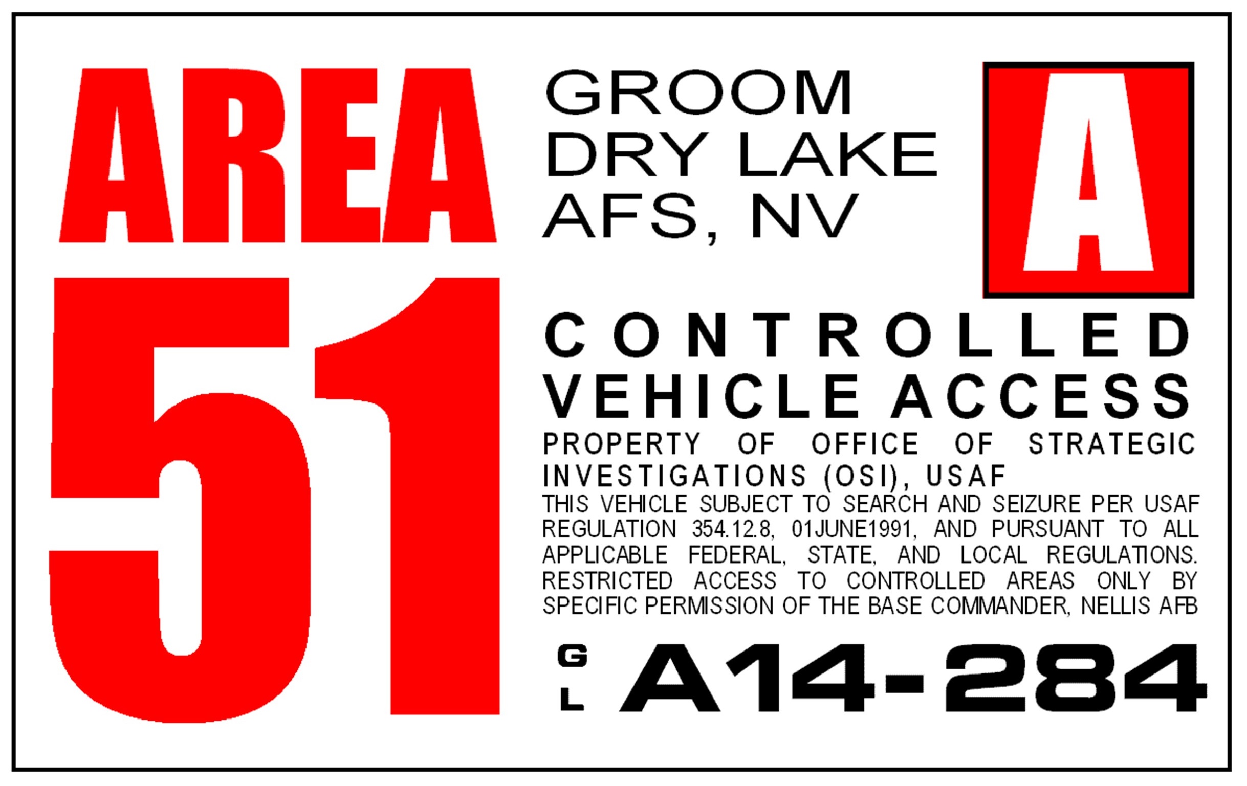Home & Living :: Decals & Stickers :: Area 51 Red Sign Windshield Cling ...