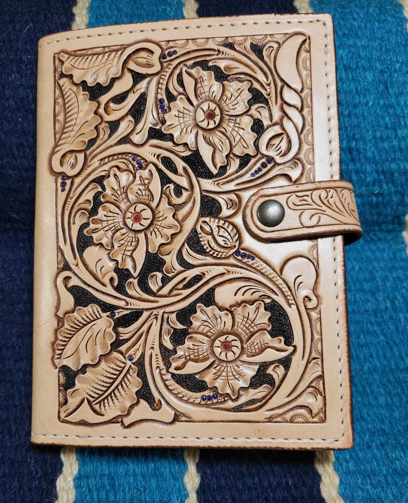 Hand Carved Leather Notepad Cover, Sleeve, Holder