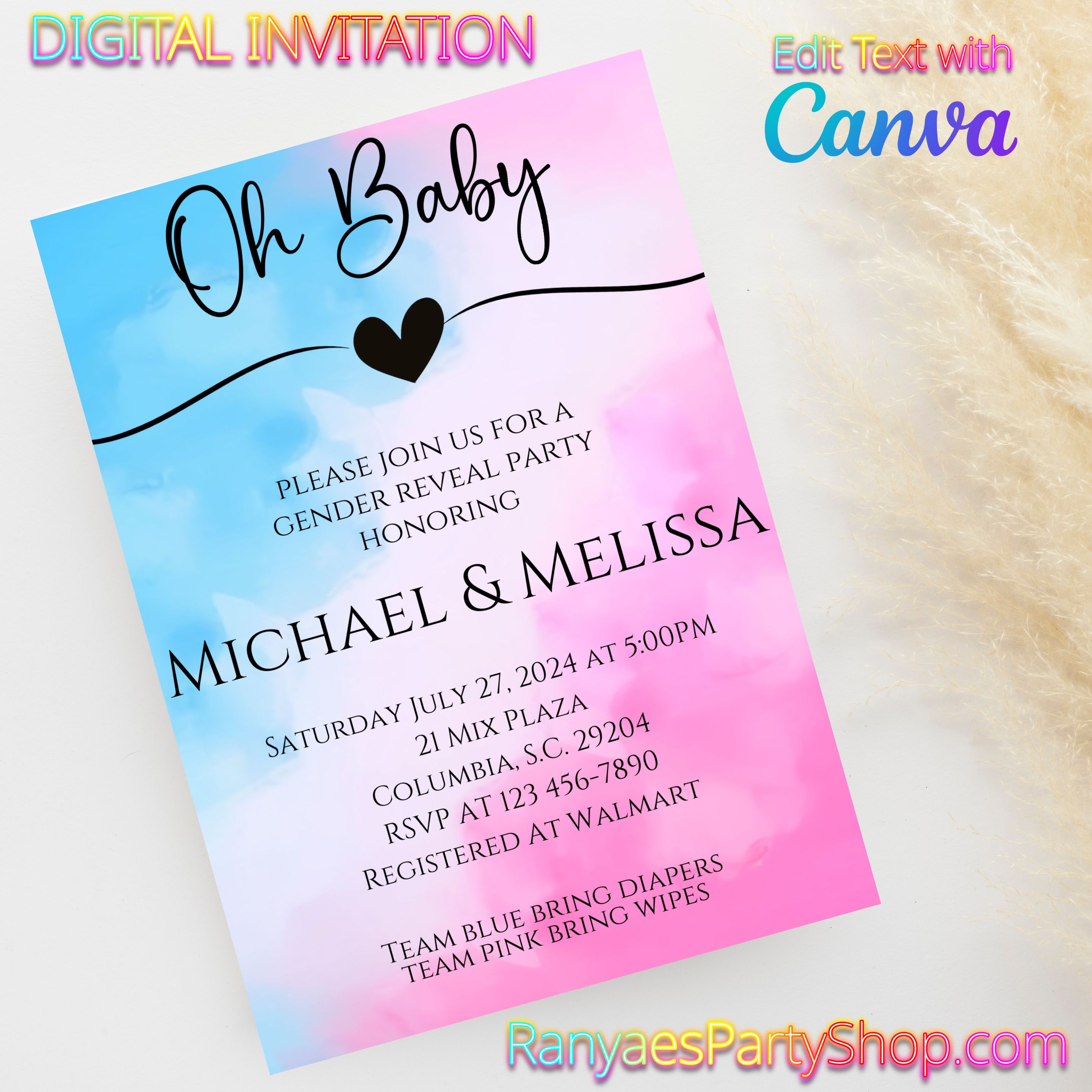 Gender Reveal Invitation