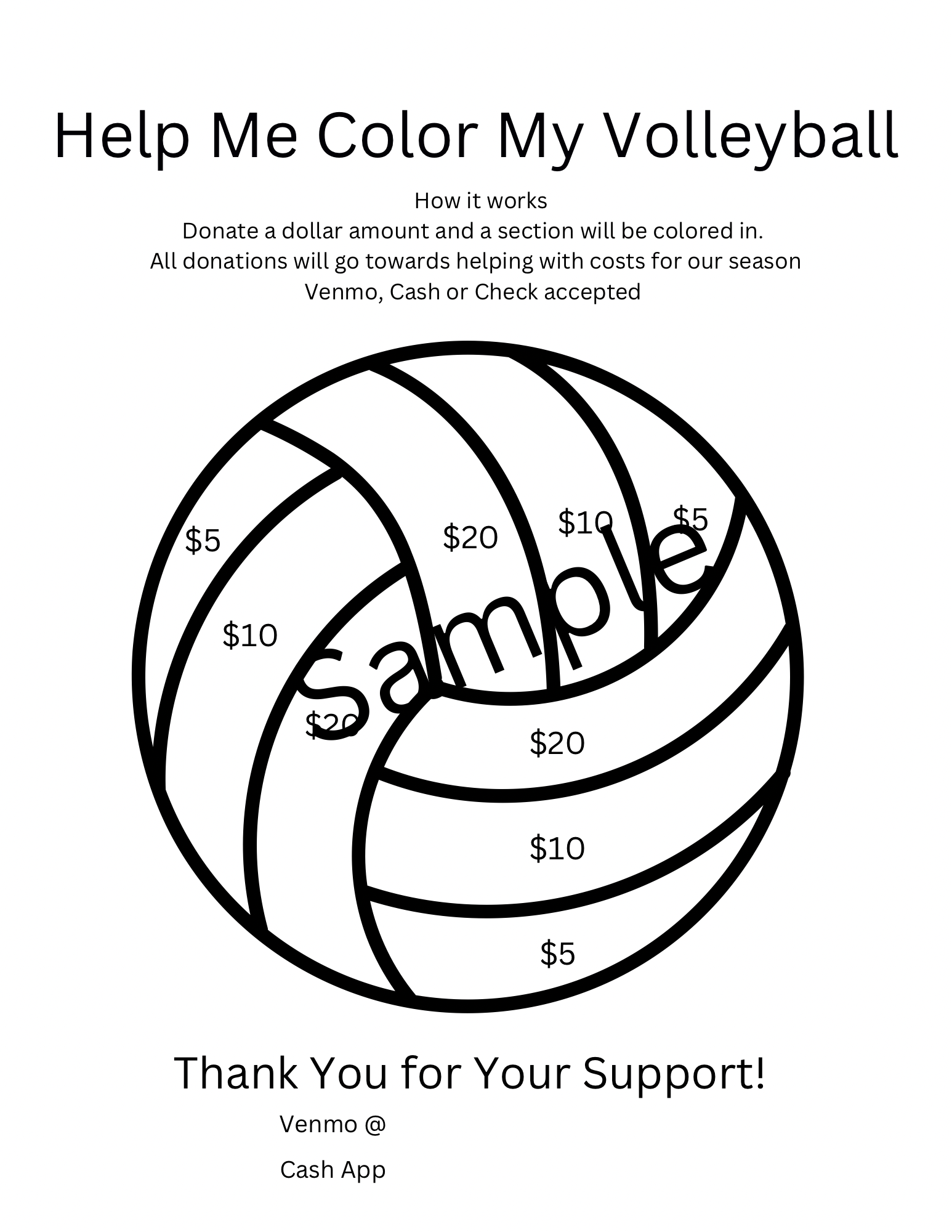 Printable Color My Volleyball Fundraiser