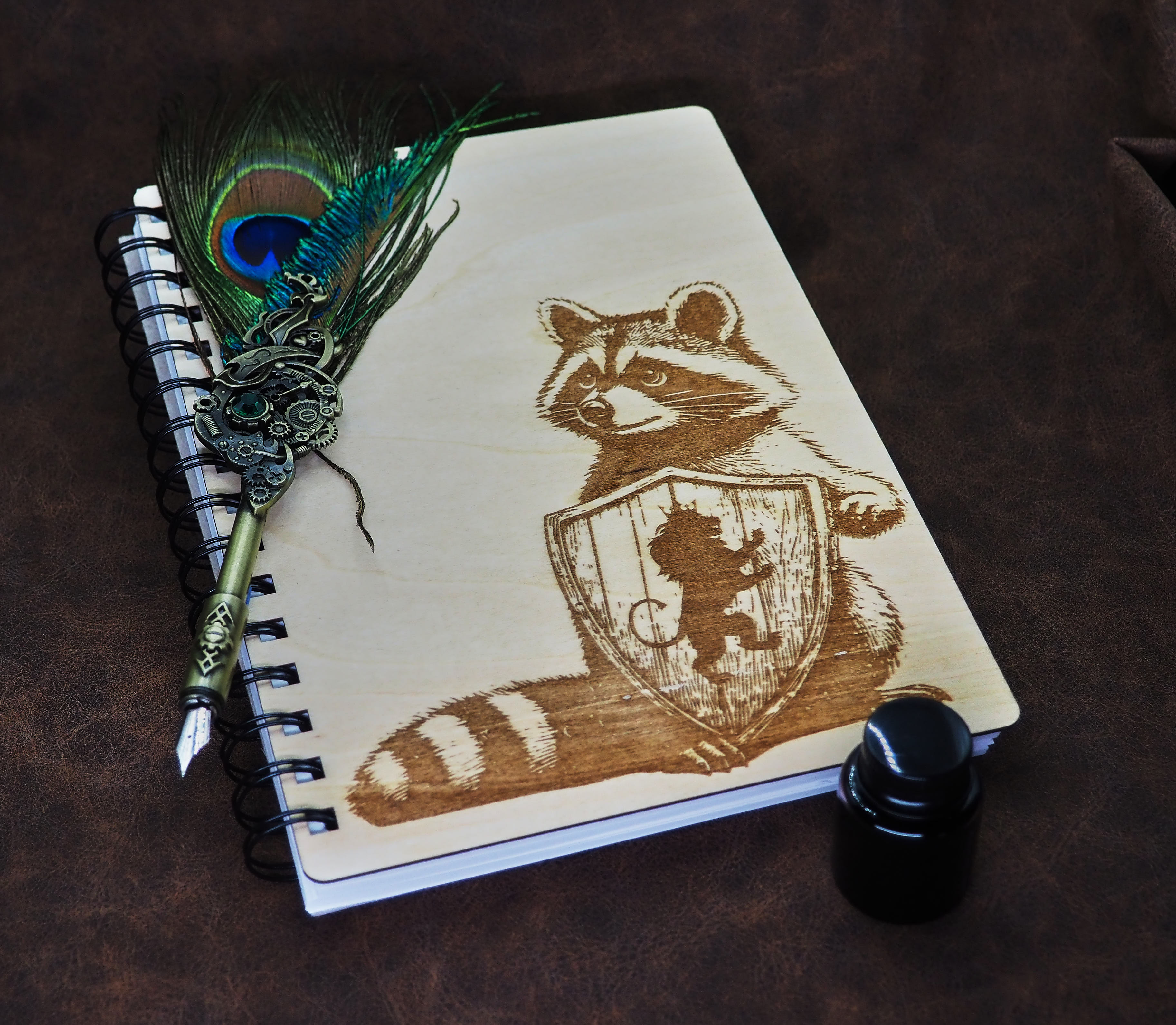 Fun & Games :: Books :: Journals :: Raccoon Knight Etched Wood Cover ...