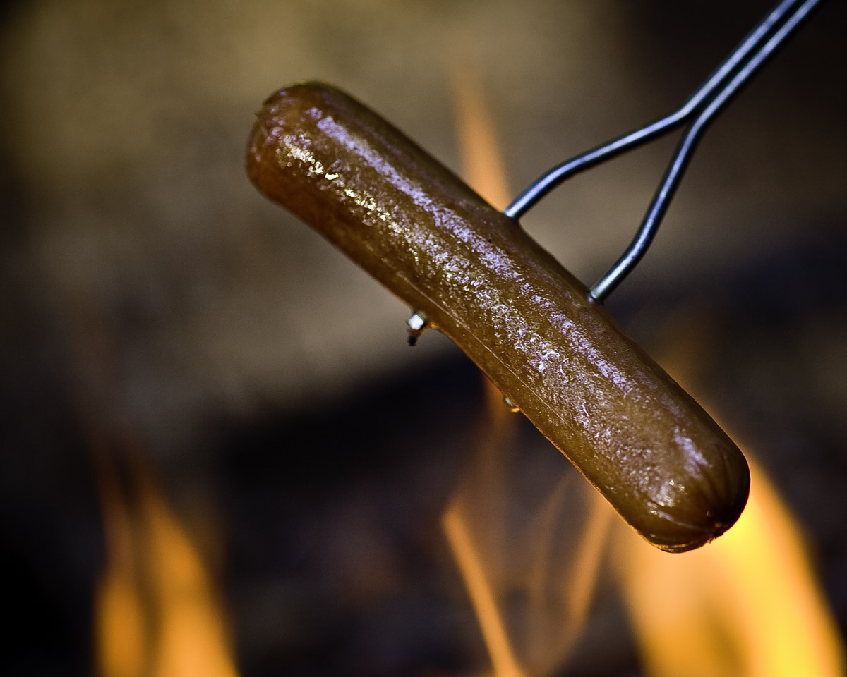 Roasted Red Hot on Open Fire - Hot Dog