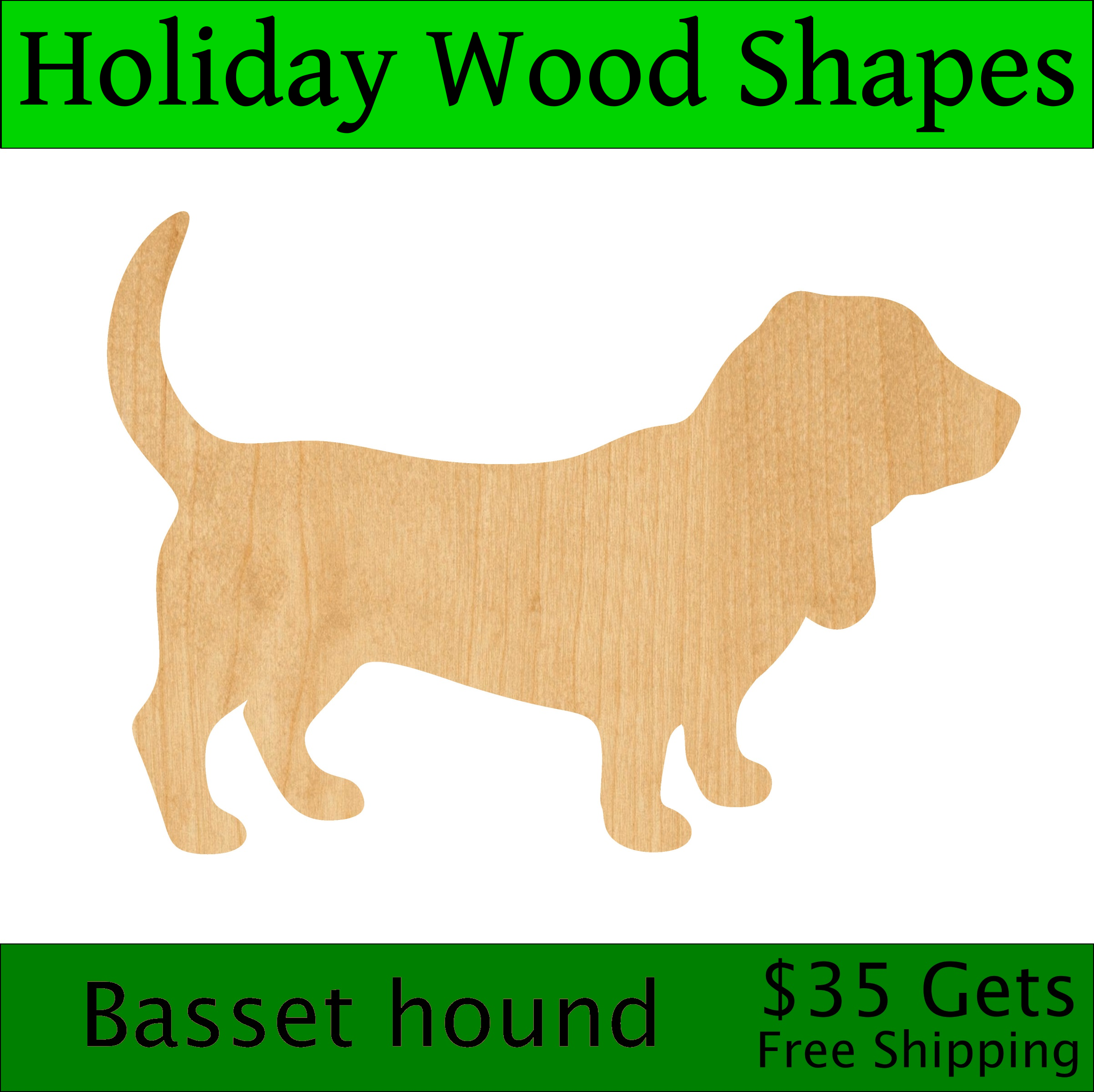 Laser Cut Basset Hound Wood Blank | DIY Craft Shape | Unfinished
