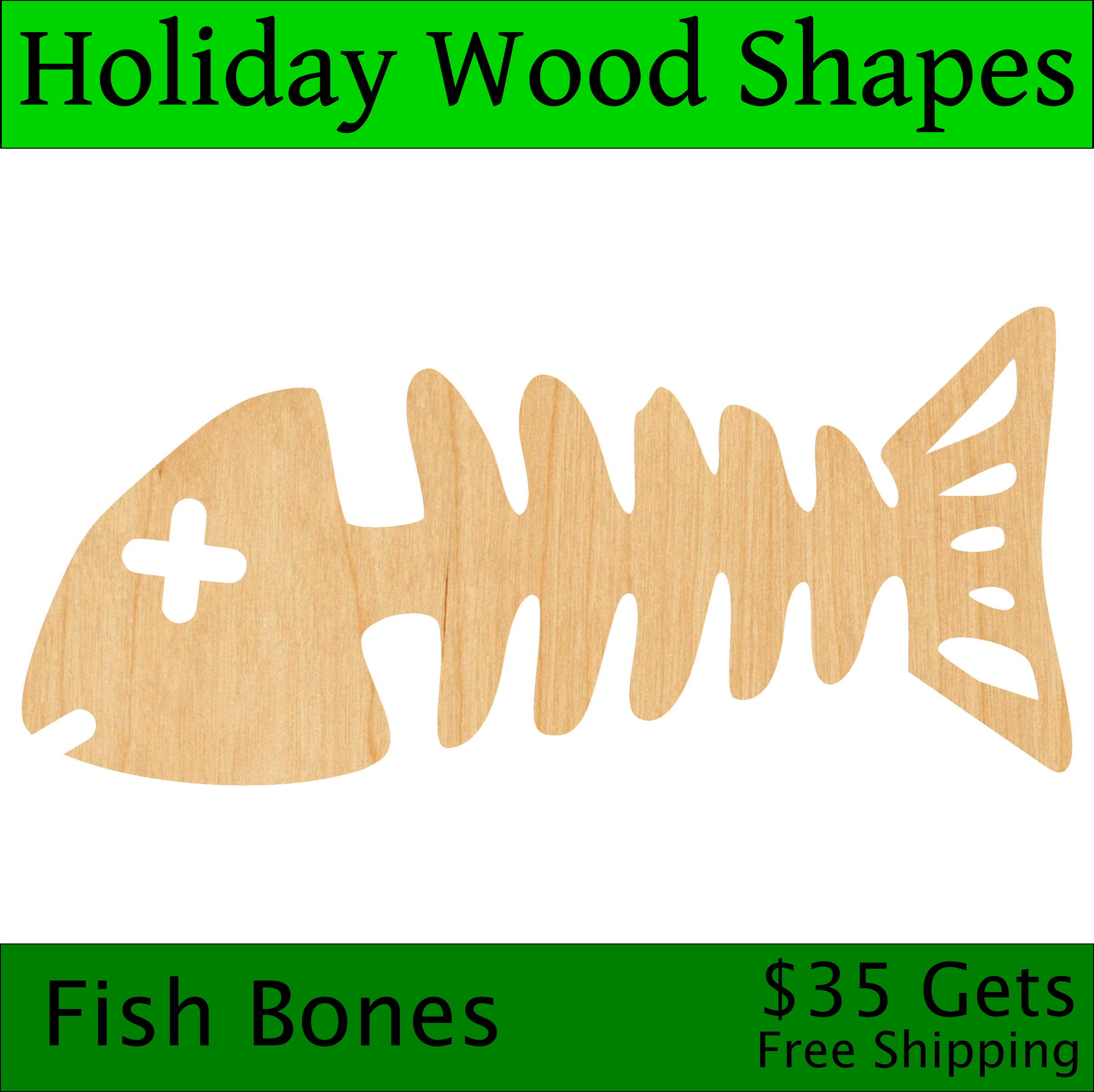 Laser Cut Fish Bones Wood Blank | DIY Craft Shape | Unfinished