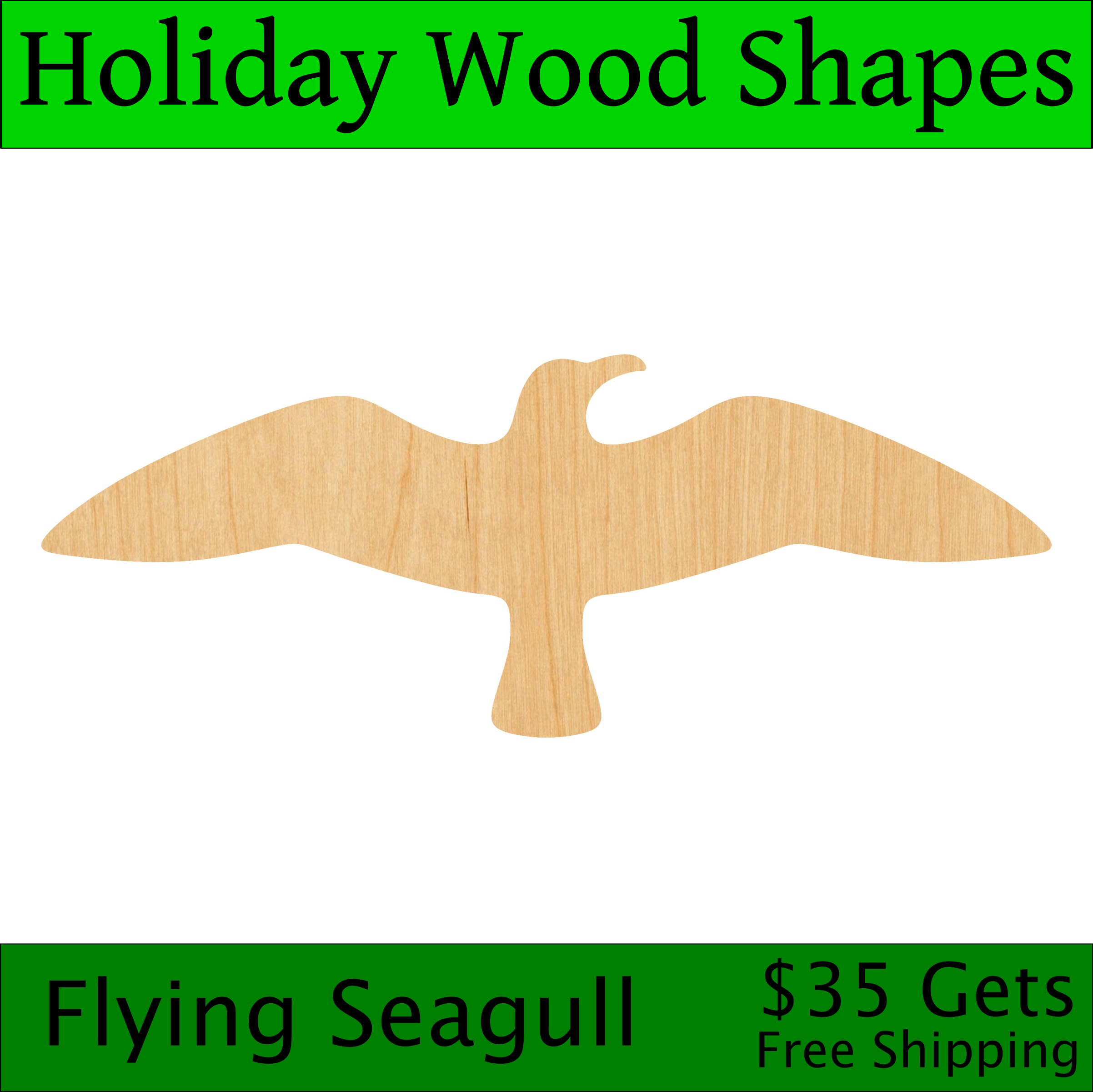 Laser Cut Flying Seagull Wood Blank | DIY Craft Shape