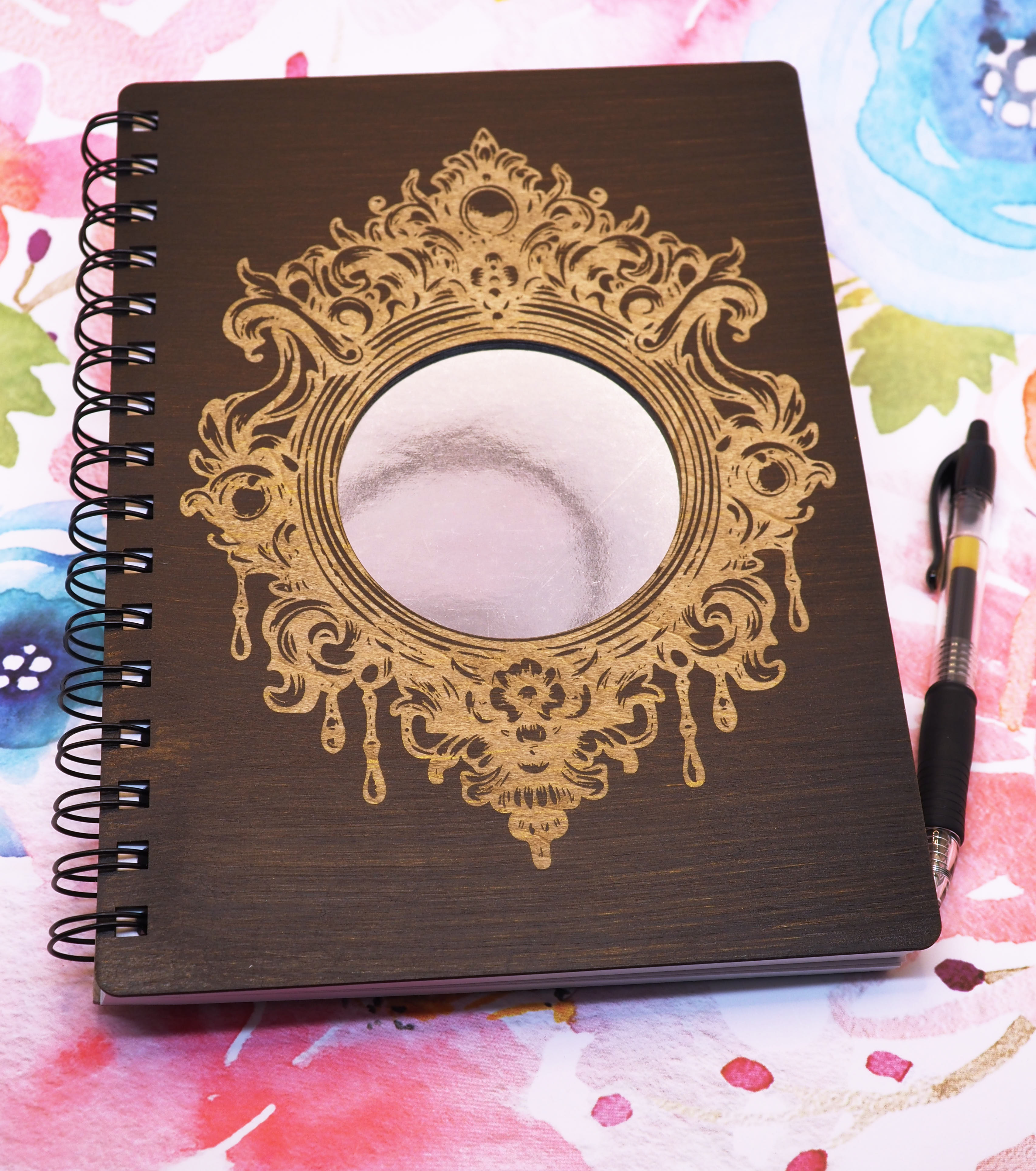Fun & Games :: Books :: Journals :: Mirror Mirror Etched Wood Cover Journal