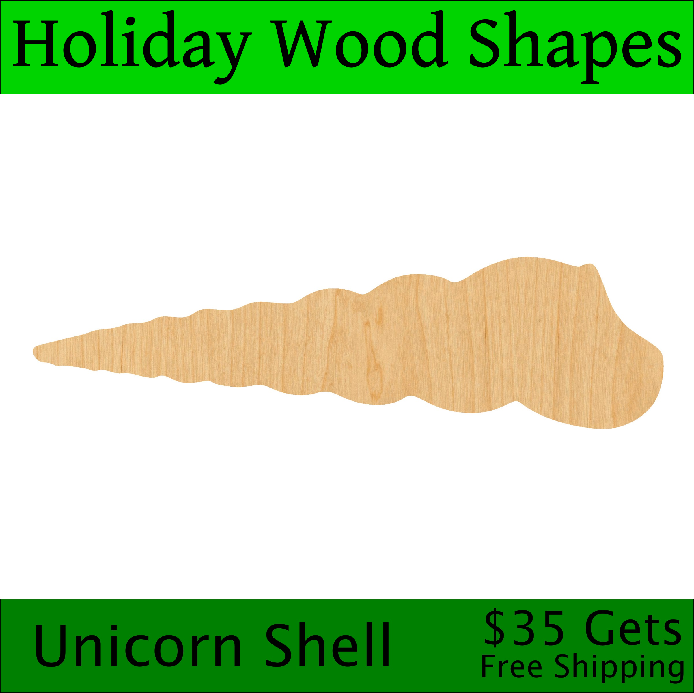 Laser Cut Unicorn Shell Wood Blank | DIY Craft Shape | Unfinished