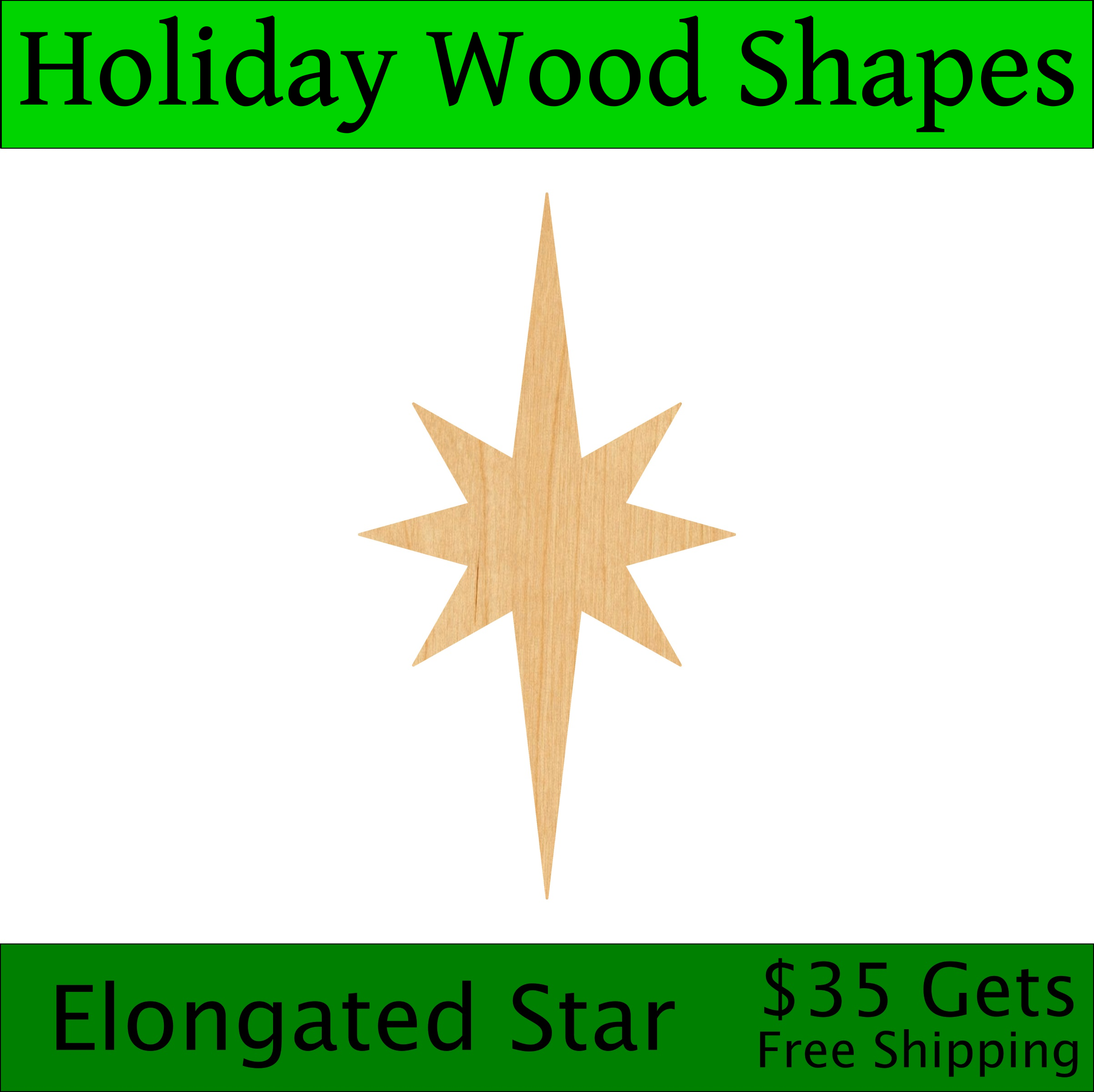 Laser Cut Elongated Star Wood Blank | DIY Craft Shape