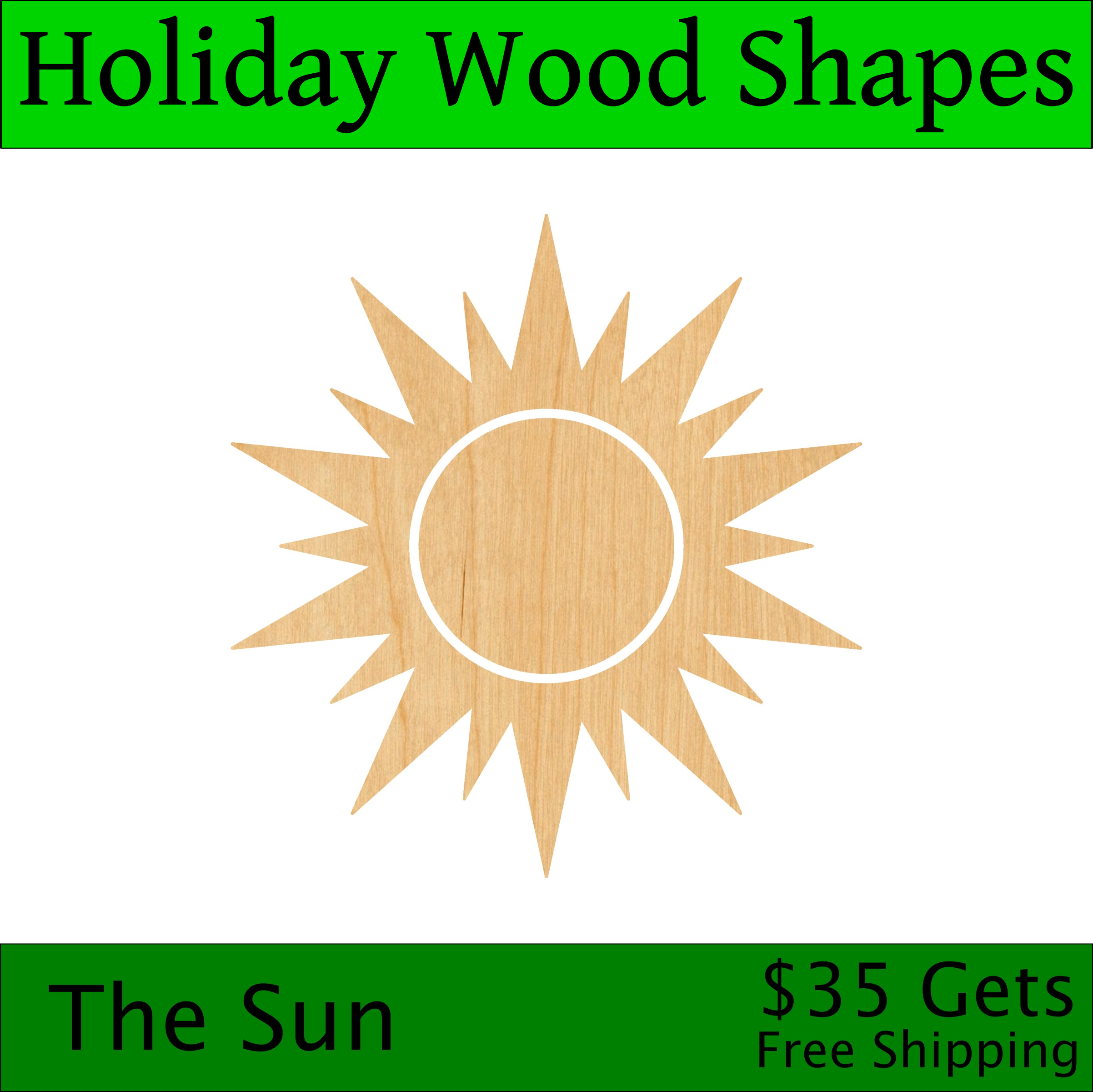 Laser Cut The Sun Wood Blank | DIY Craft Shape | Unfinished