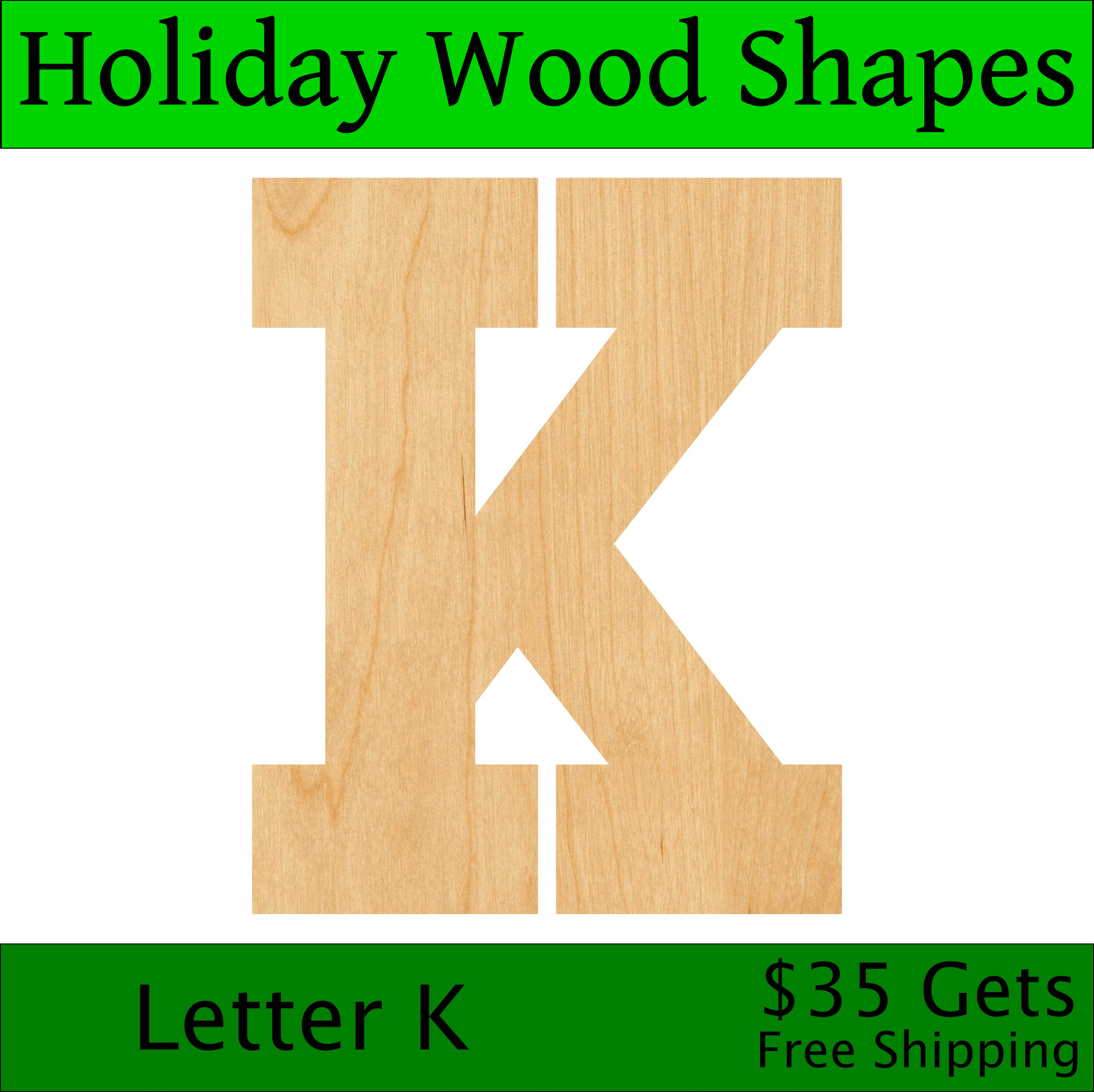 Laser Cut Letter K Wood Blank | DIY Craft Shape | Unfinished
