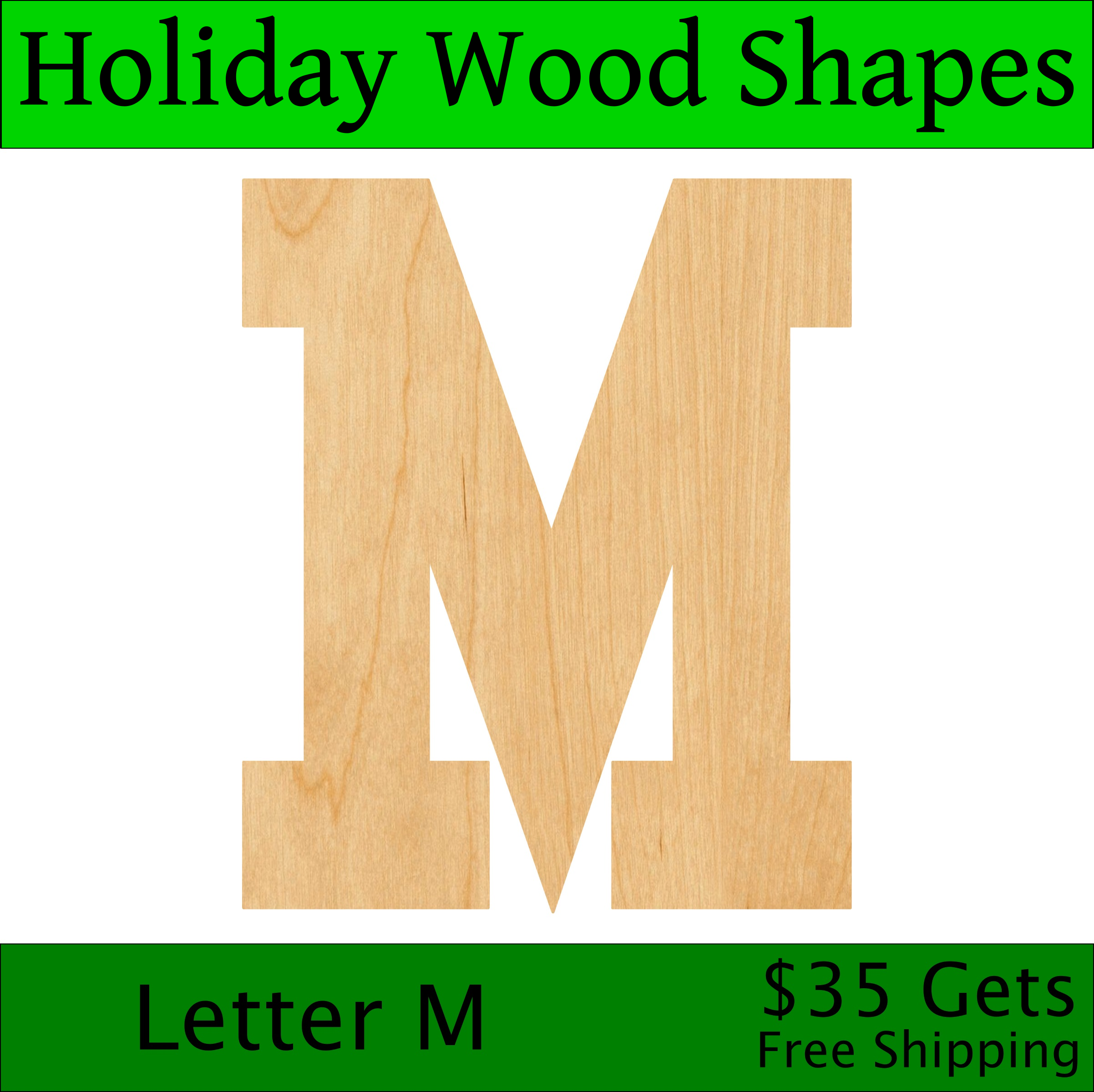 Laser Cut Letter M Wood Blank | DIY Craft Shape | Unfinished