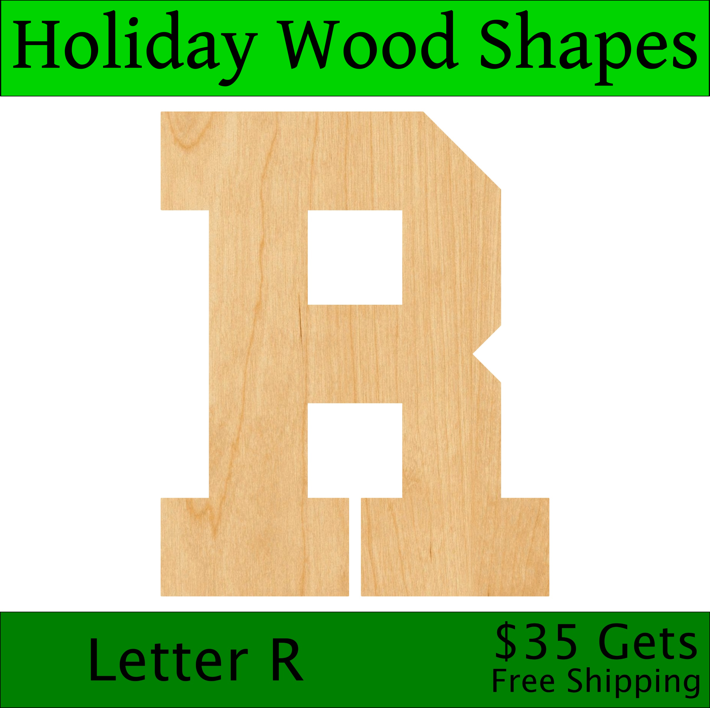 Laser Cut Letter R Wood Blank | DIY Craft Shape | Unfinished