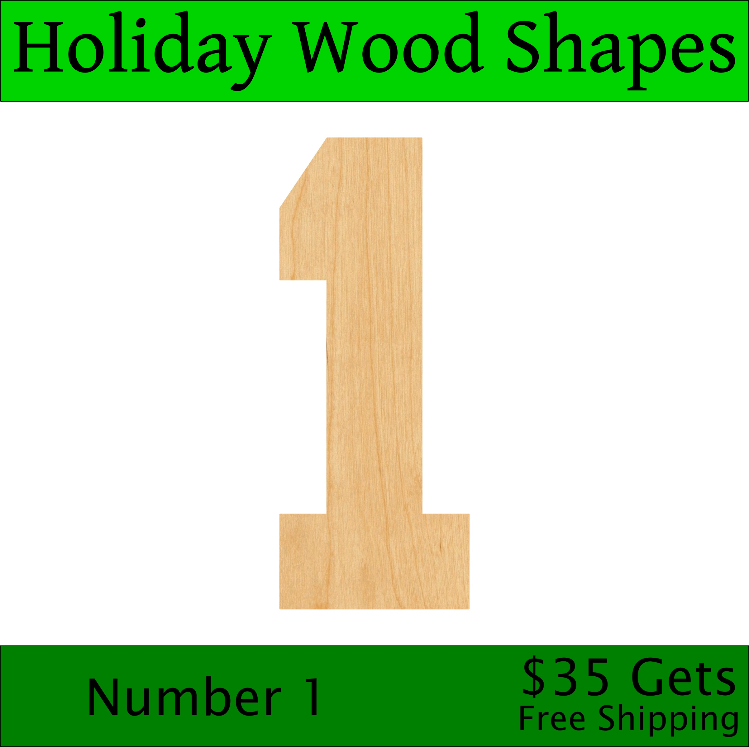 Laser Cut Number 1 Wood Blank | DIY Craft Shape | Unfinished