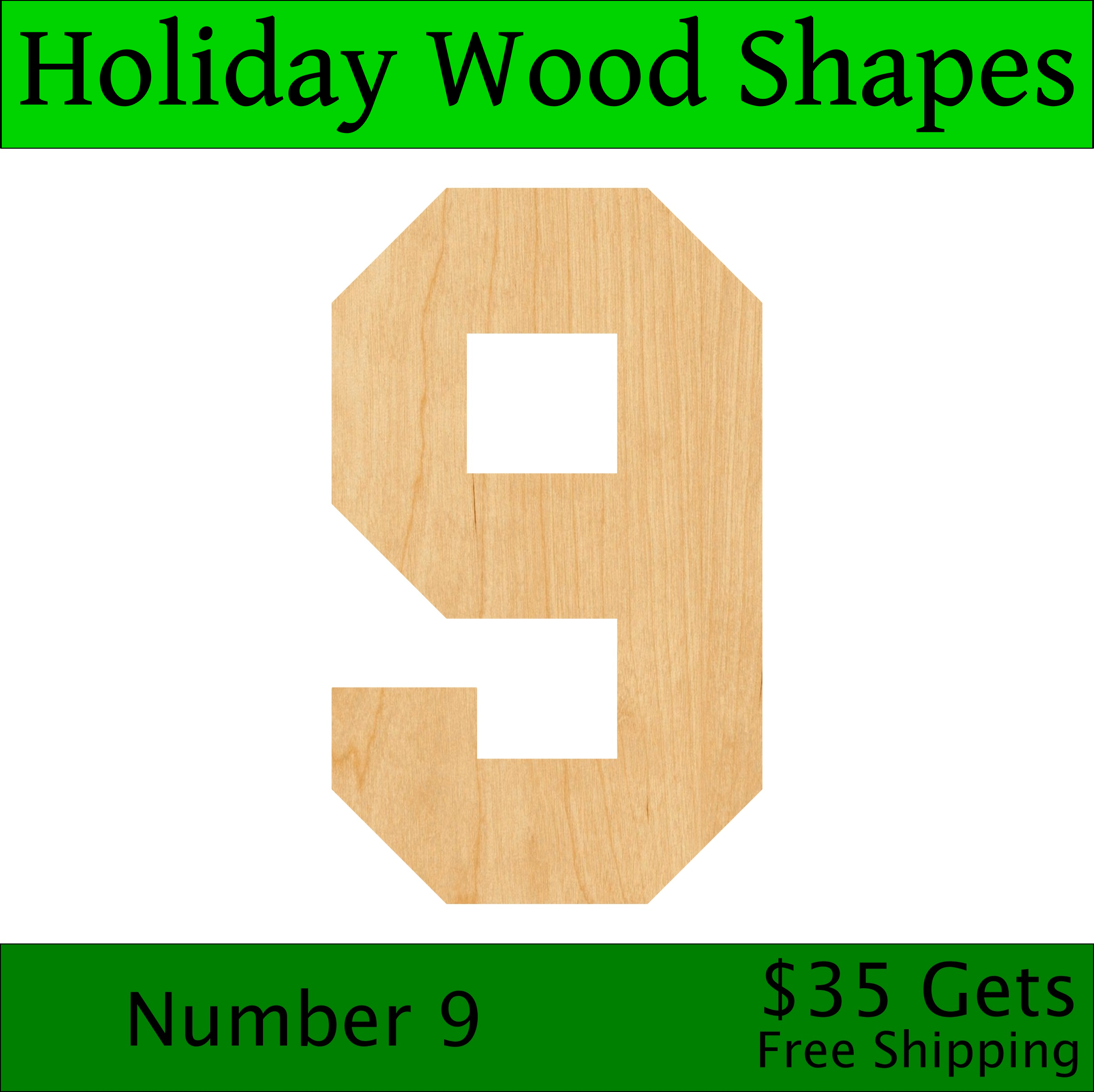Laser Cut Number 9 Wood Blank | DIY Craft Shape | Unfinished