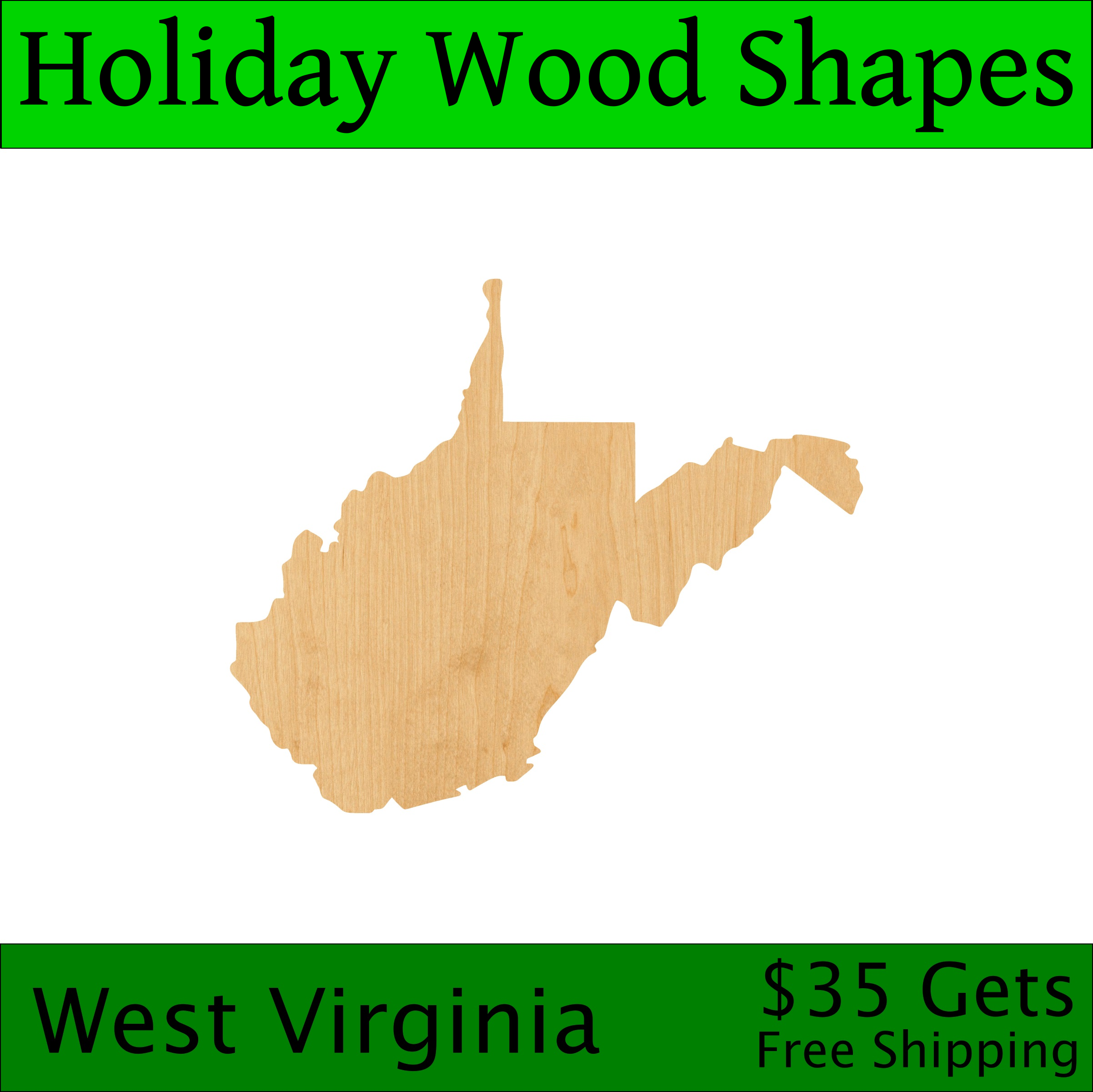 Laser Cut West Virginia Wood Blank | DIY Craft Shape