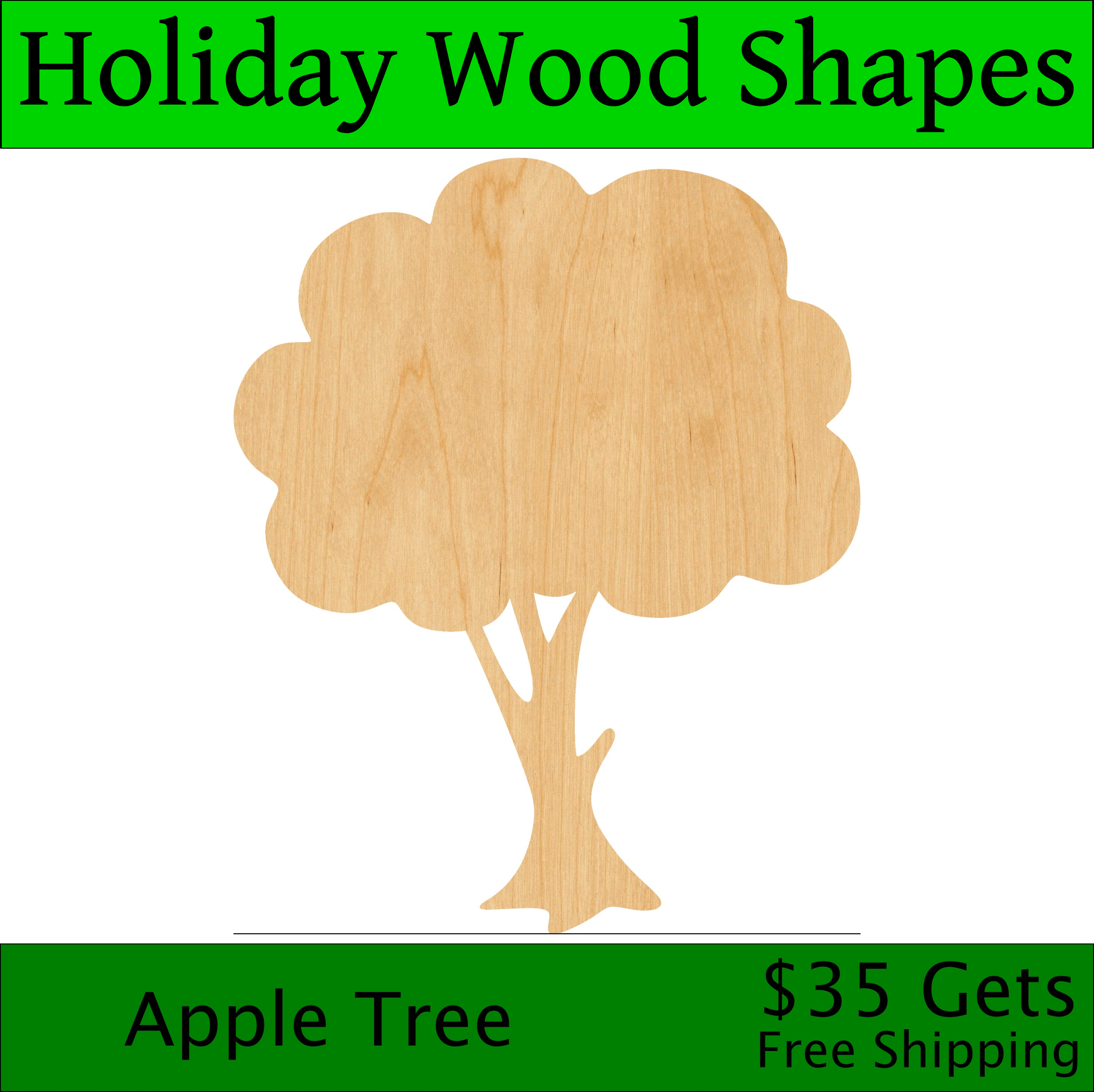 Laser Cut Apple Tree Wood Blank | DIY Craft Shape | Unfinished