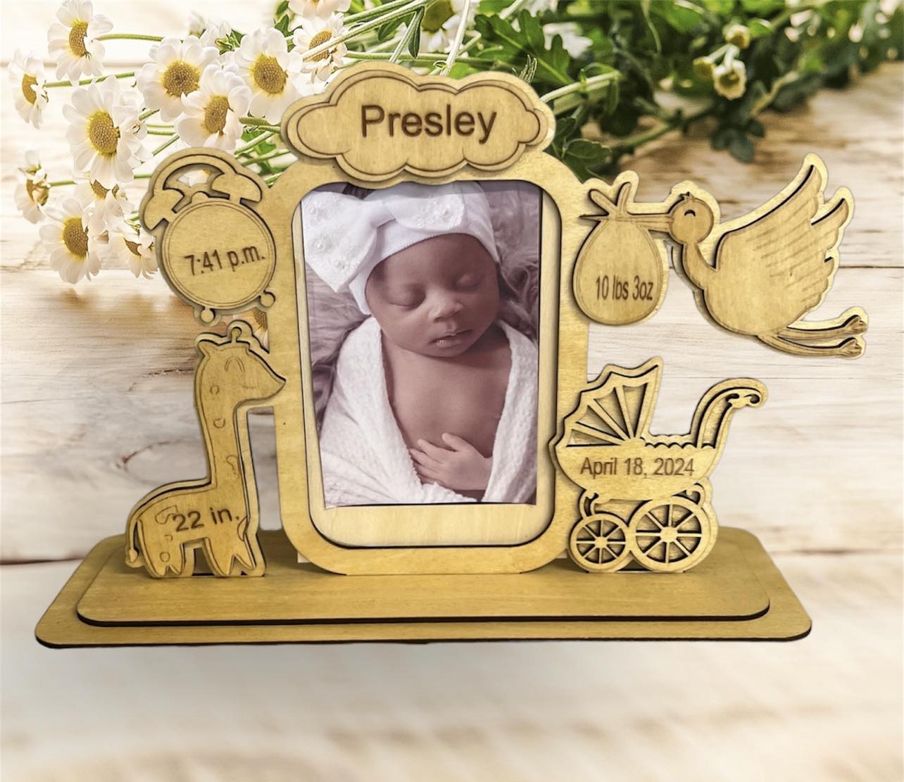 Personalized Baby Stats Wooden Picture Frame