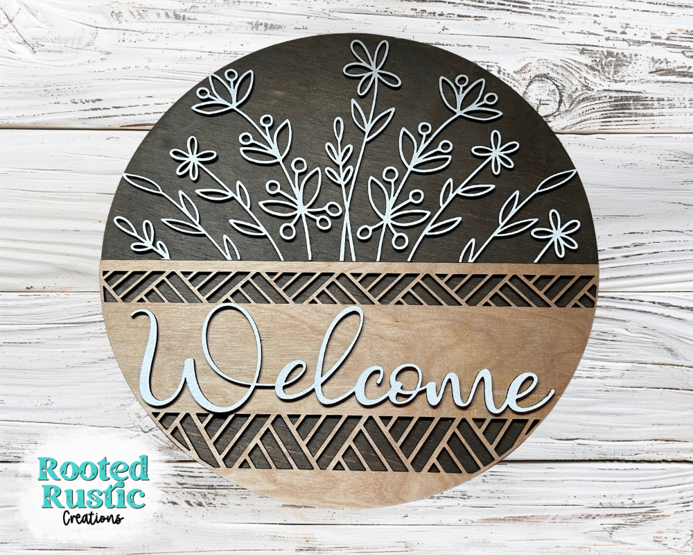 Floral Welcome Door Hanger/Sign