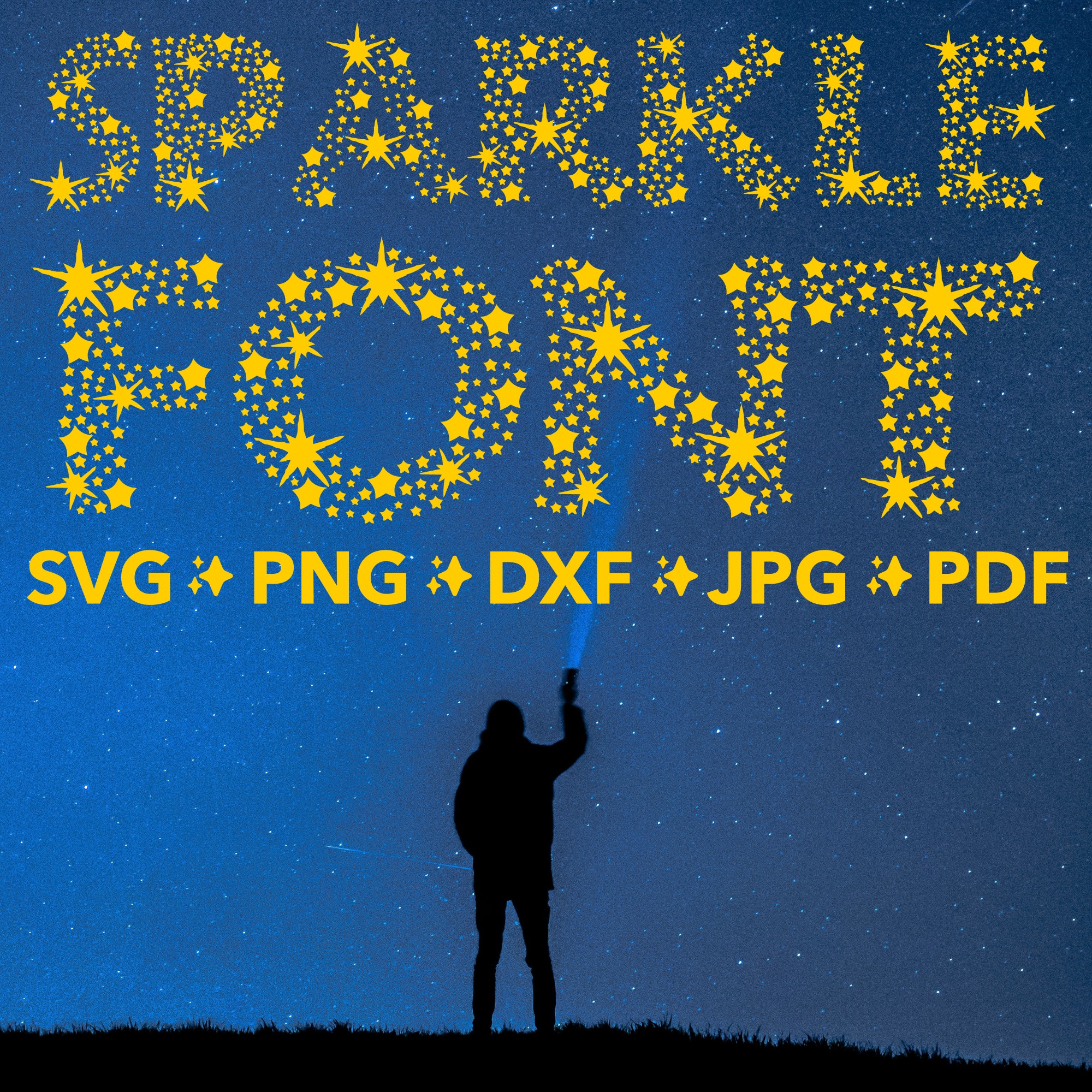 Sparkle Letters and Numbers SVG, PNG, JPG, TTF, DXF, and PDF