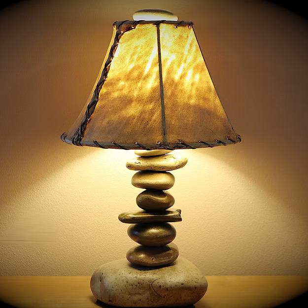 Home & Living :: Lighting :: Tall Rustic Stone Lamp – Handmade in Idaho ...