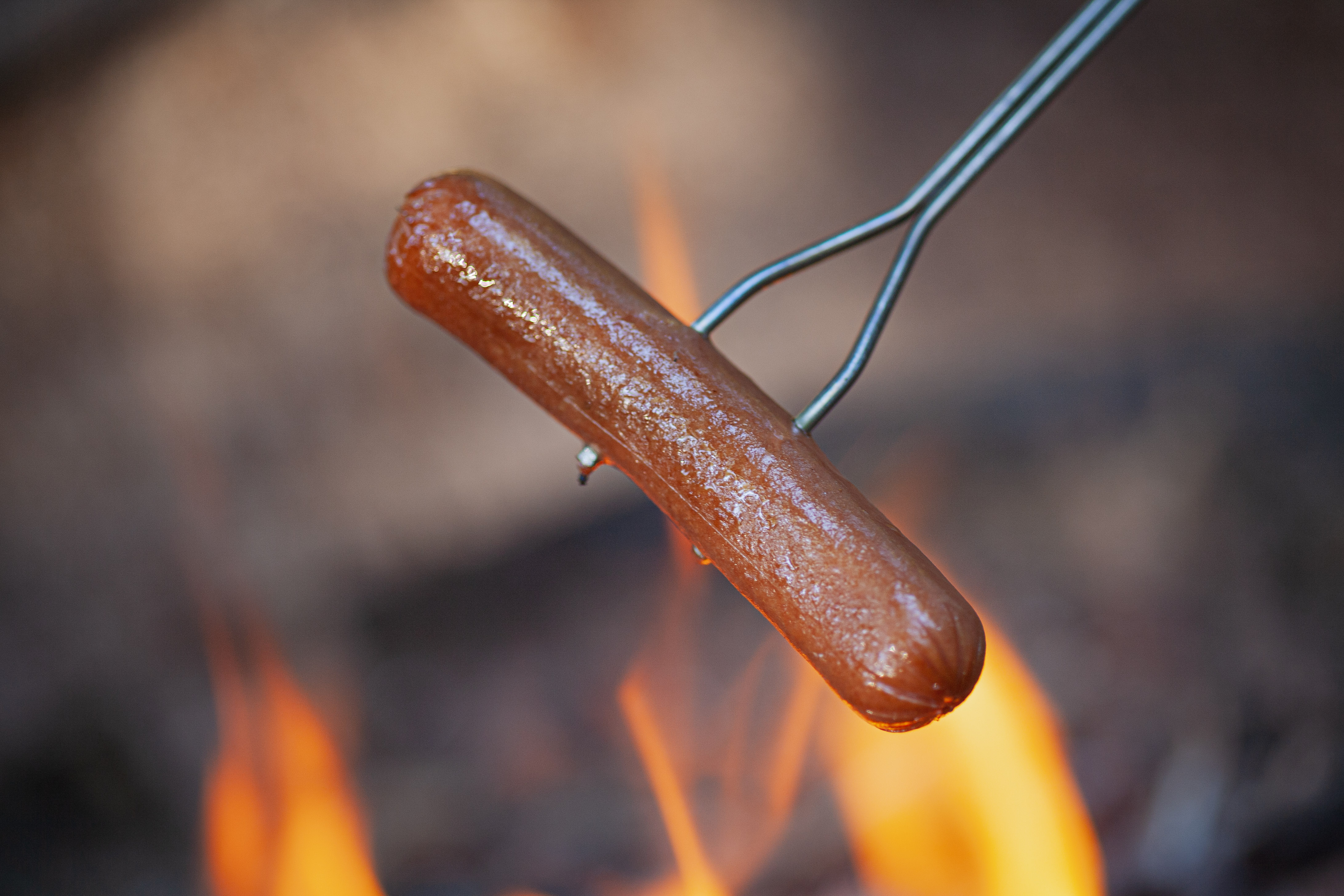 Roasted Red Hot on Open Fire - Hot Dog
