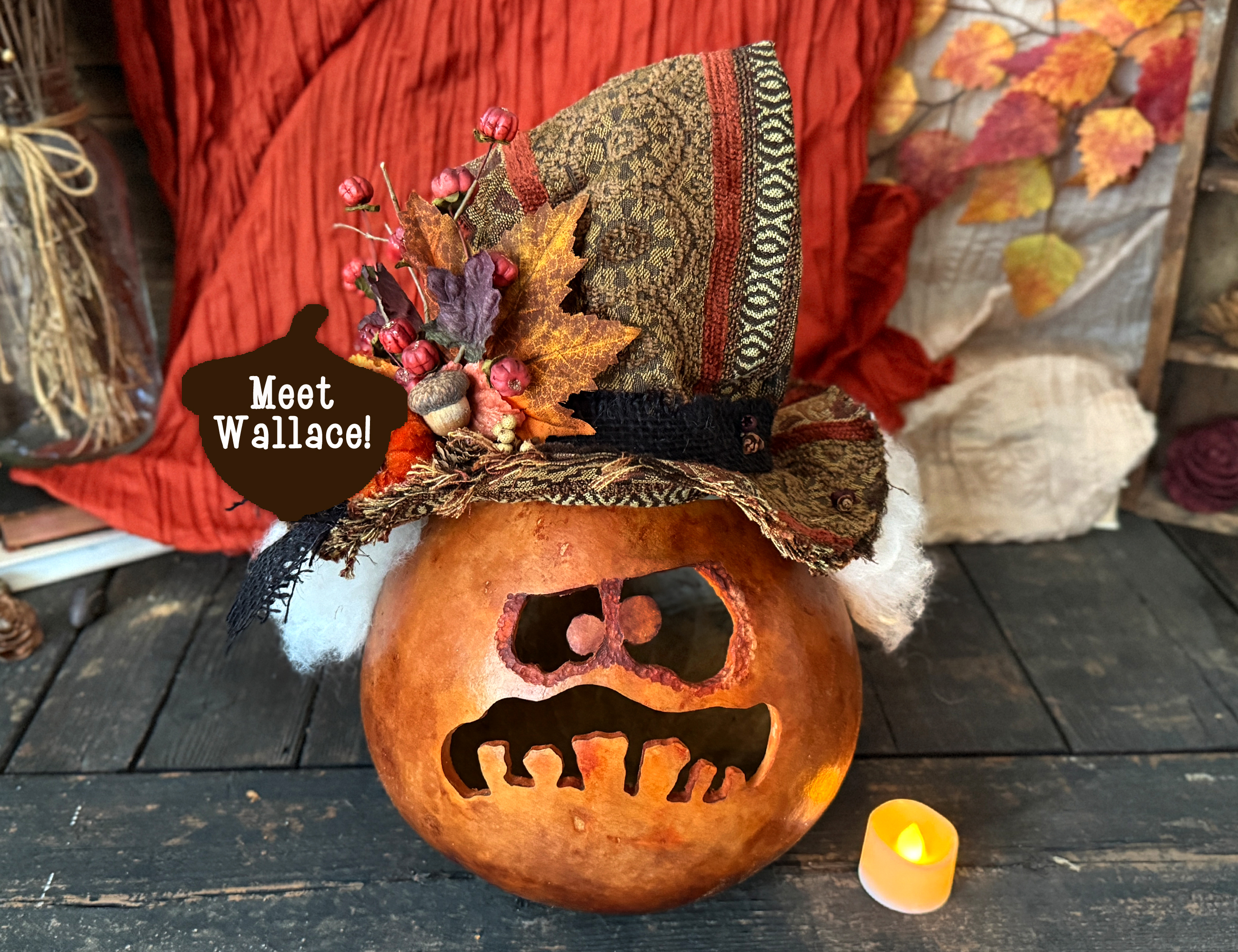 Home & Living :: Home Decor :: Grumpy Monster Pumpkin Gourd Named Wallace